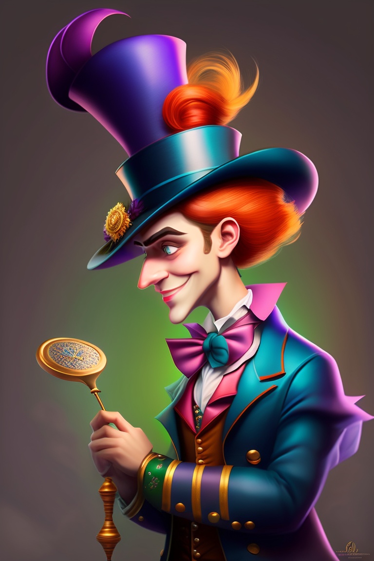 Lexica - Please create for me a cartoon image of the Mad Hatter from ...