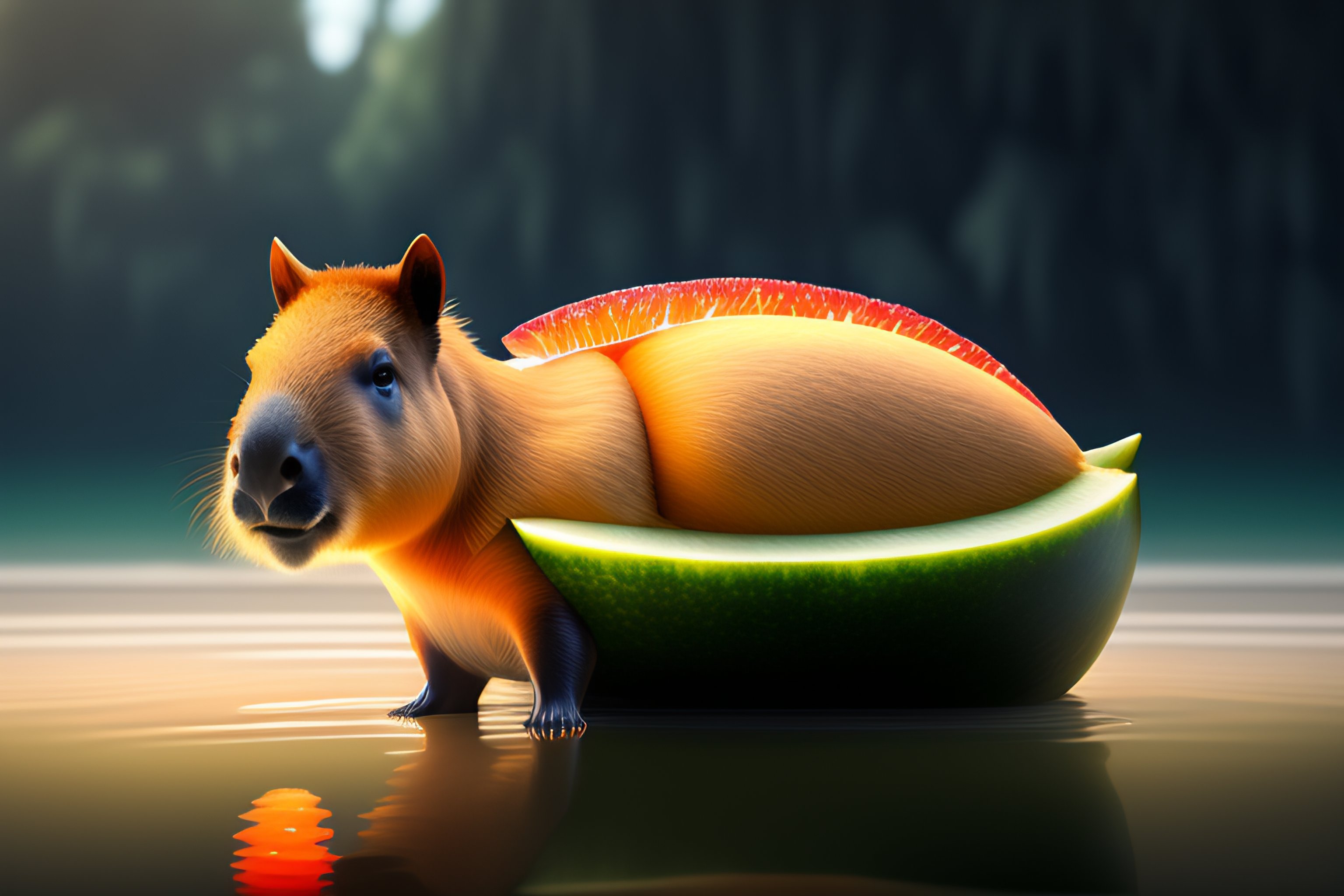 Lexica - A capybara floating in the oceon resting its head on a ...