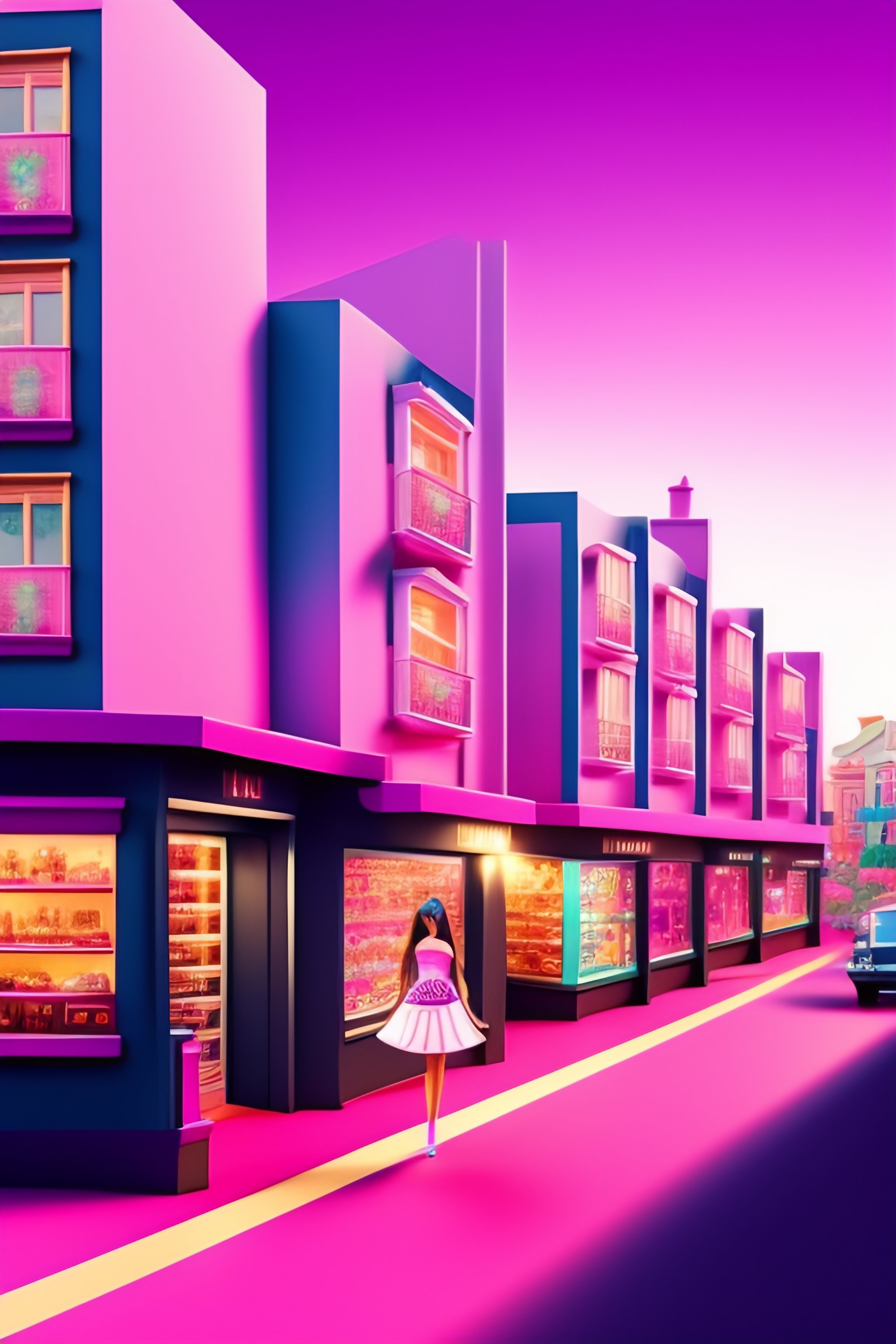 Lexica - Vector barbie doll with barbie doll houses and shops on main ...