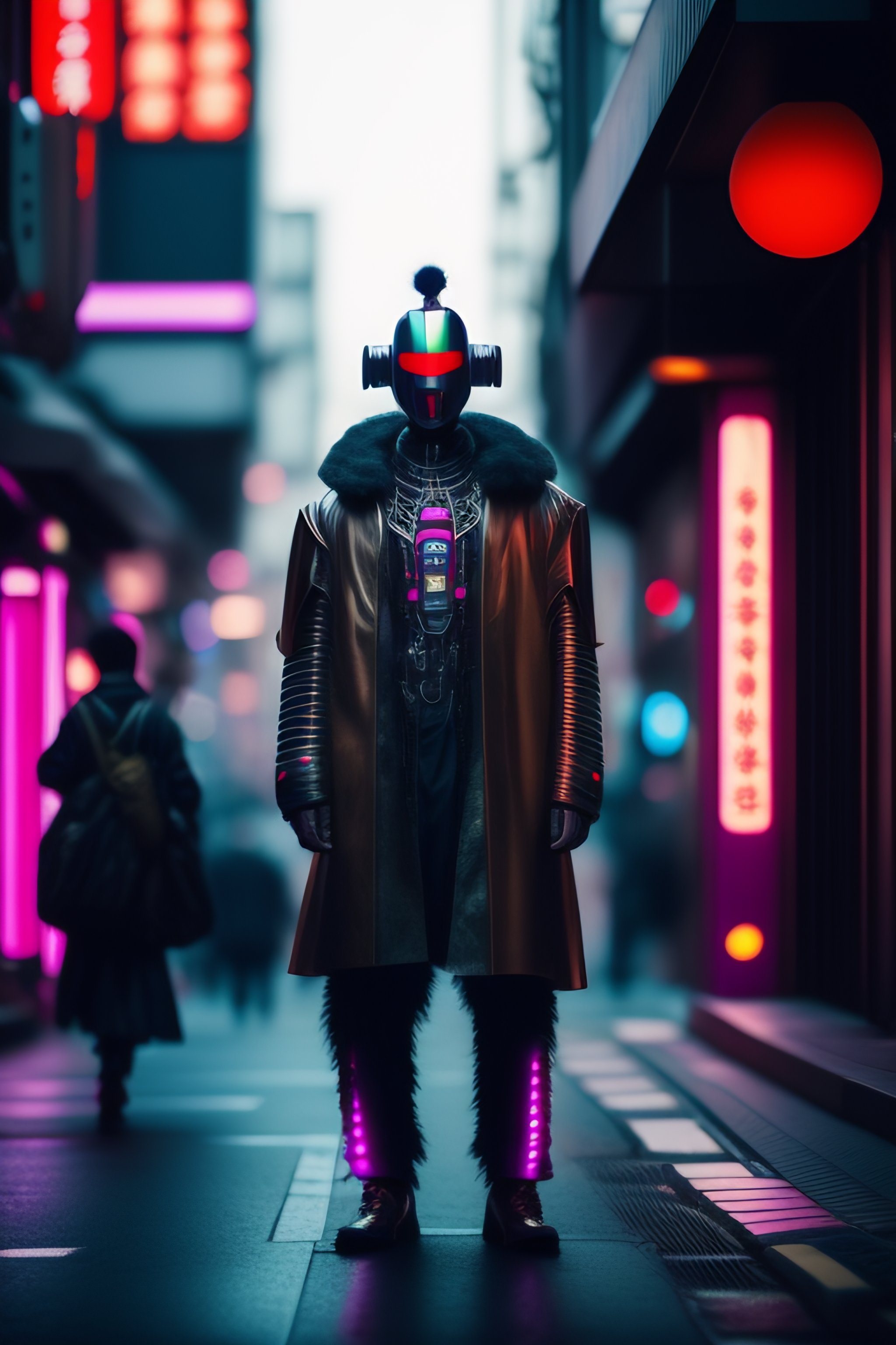 Lexica - Cyberpunk robot clown wandering through tokyo