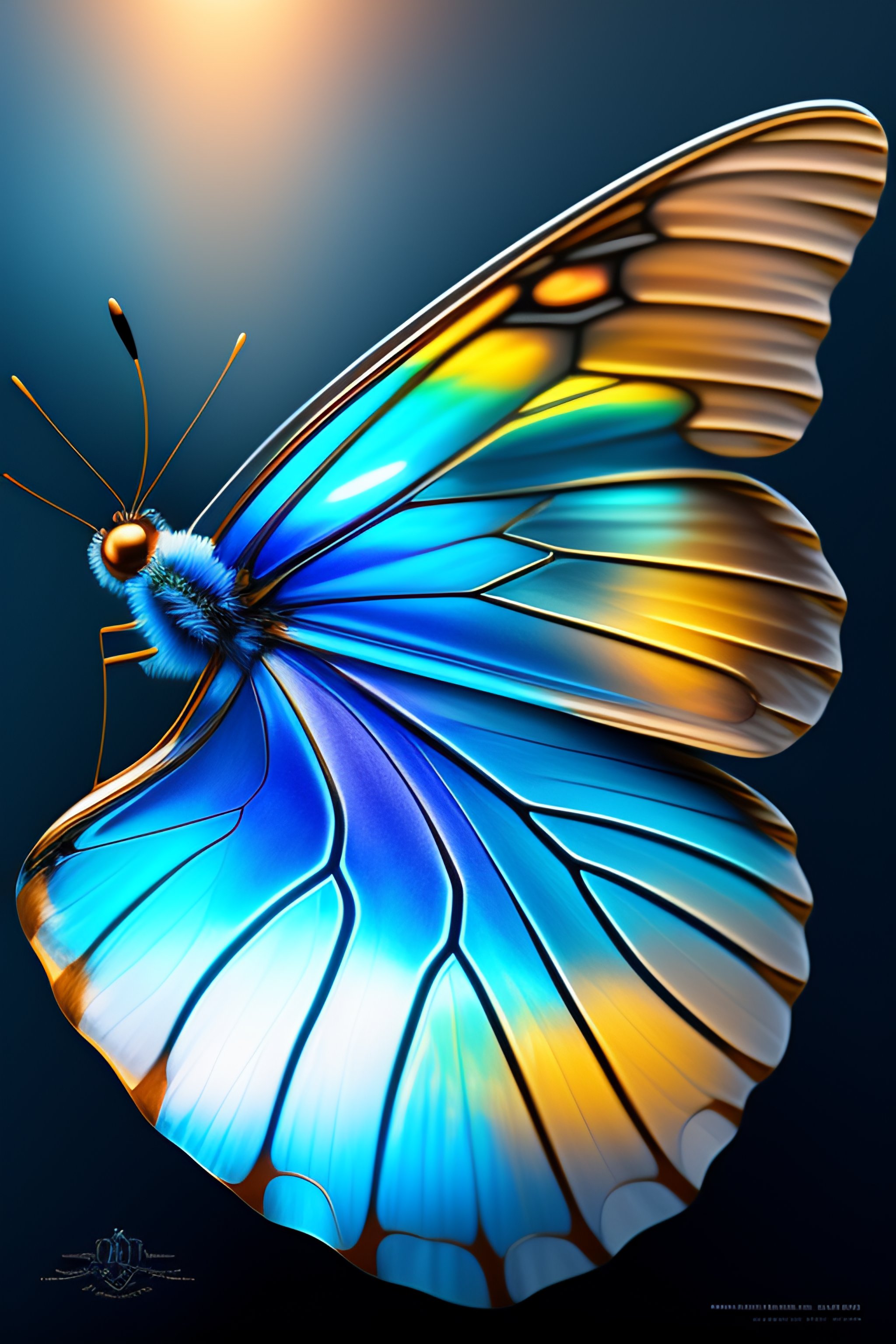 Lexica - Incandescent butterfly wings, shiny, blue