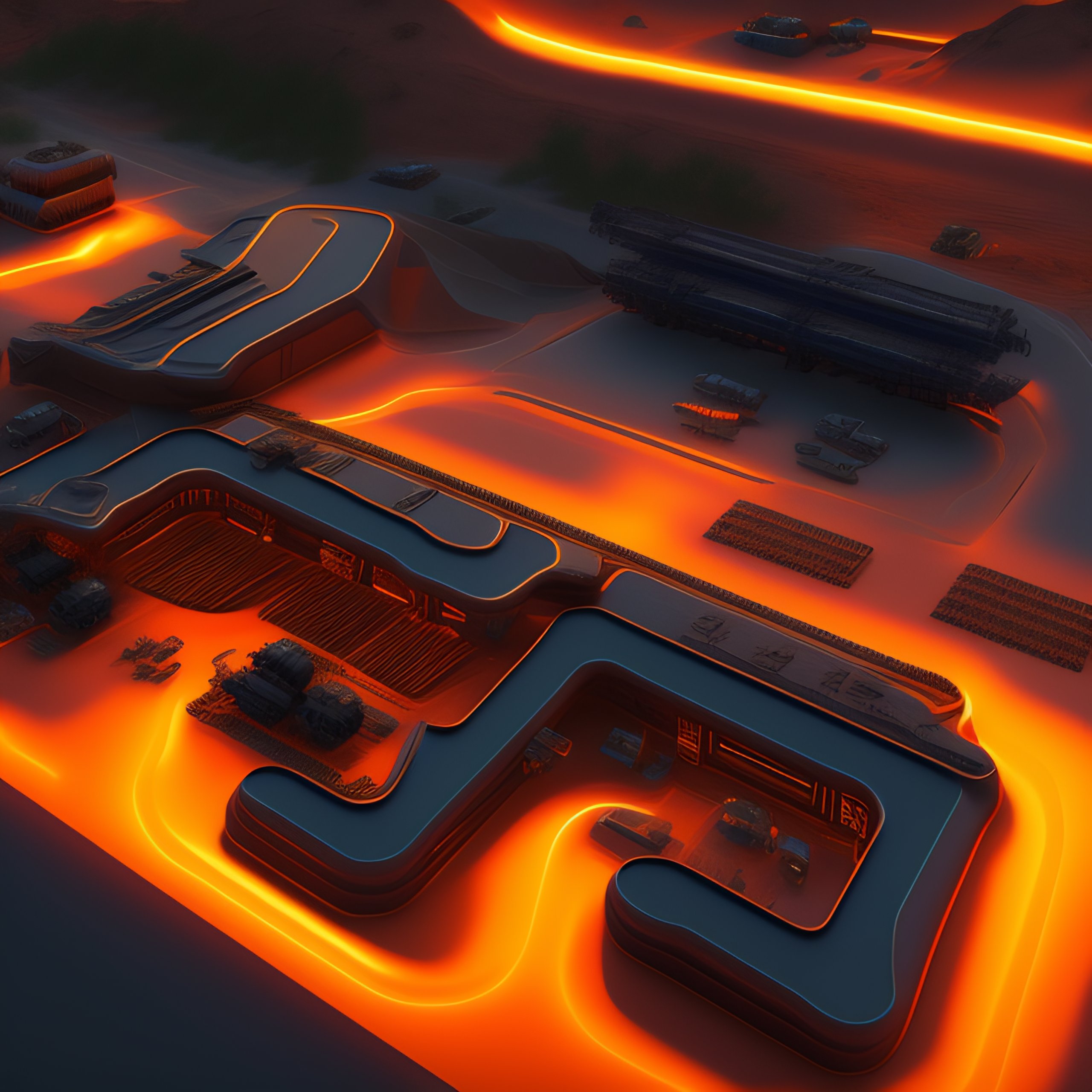 Lexica - CS-GO deluxe map, hollographic orange details color, Knolling ...