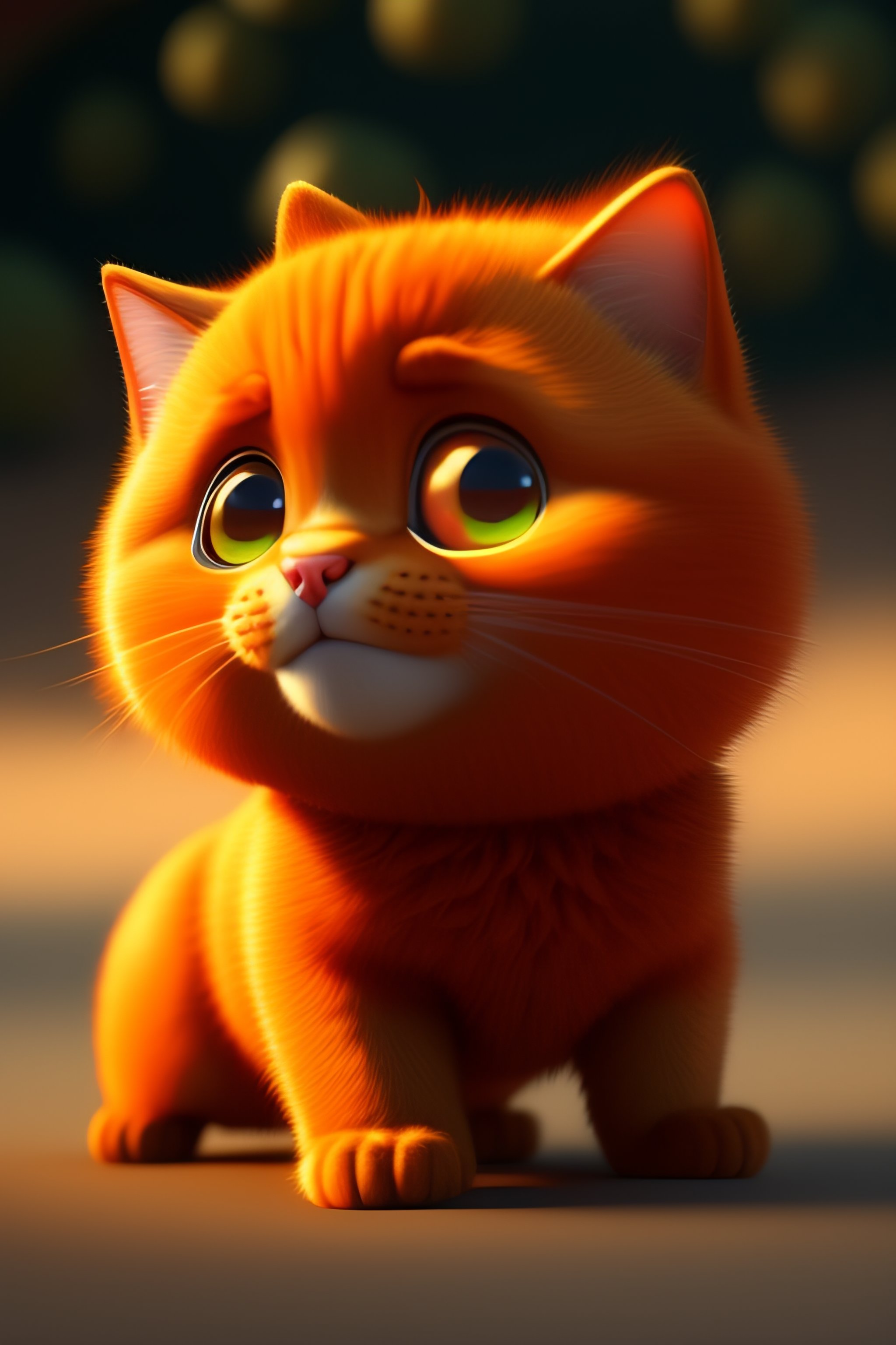 Lexica - Orang fury cat, long hai short legs, pixar style, moor cartoon ...