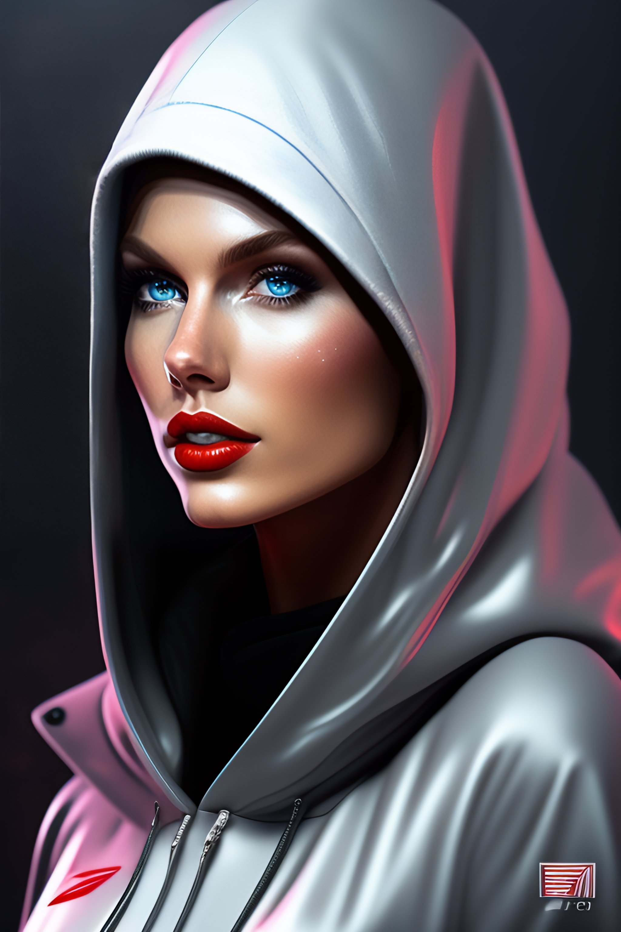 Lexica - Taylor Swift wearing dark hood, as white skin face alien ...