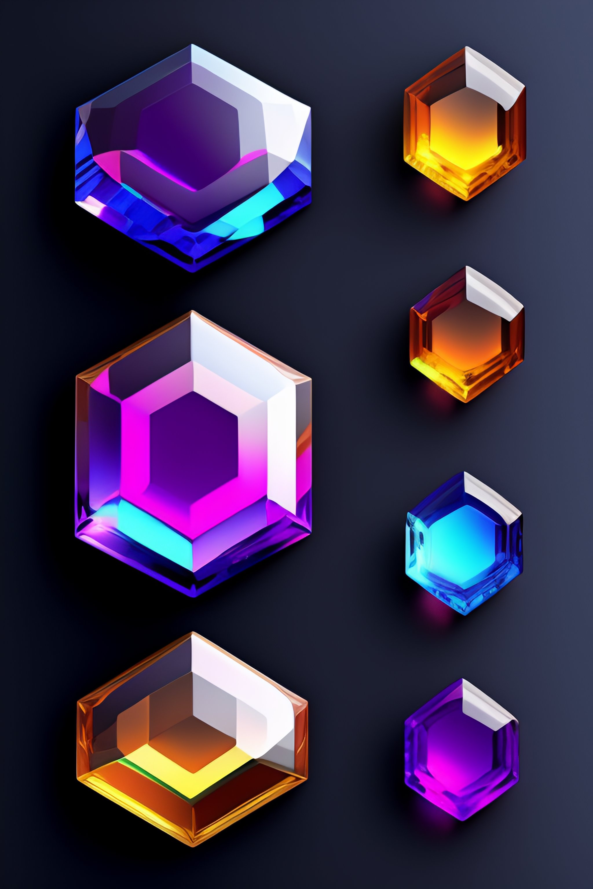 Lexica - Design sheet of various magic gems and crystals, prismatic