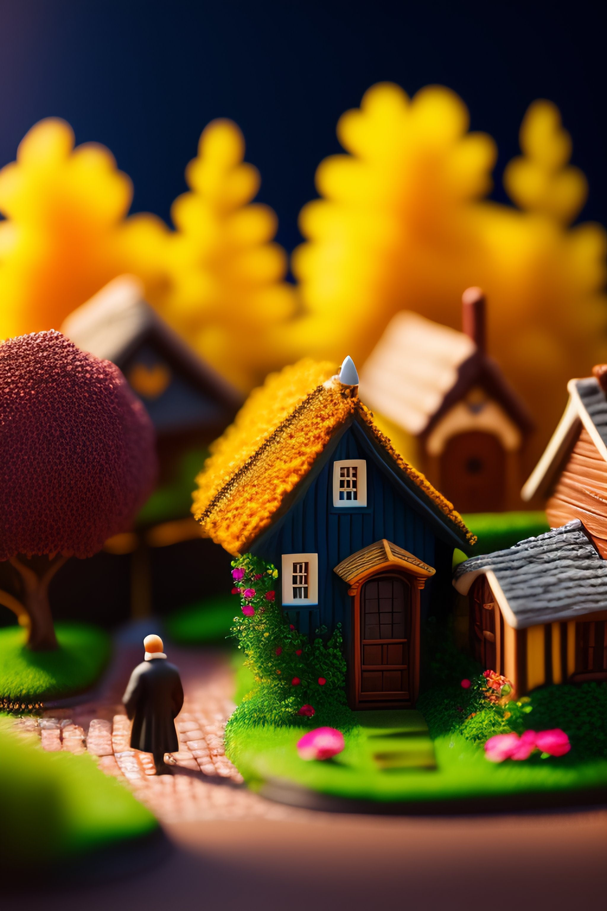 Lexica - Realistic miniature of a village in Salem, wooden colonial ...