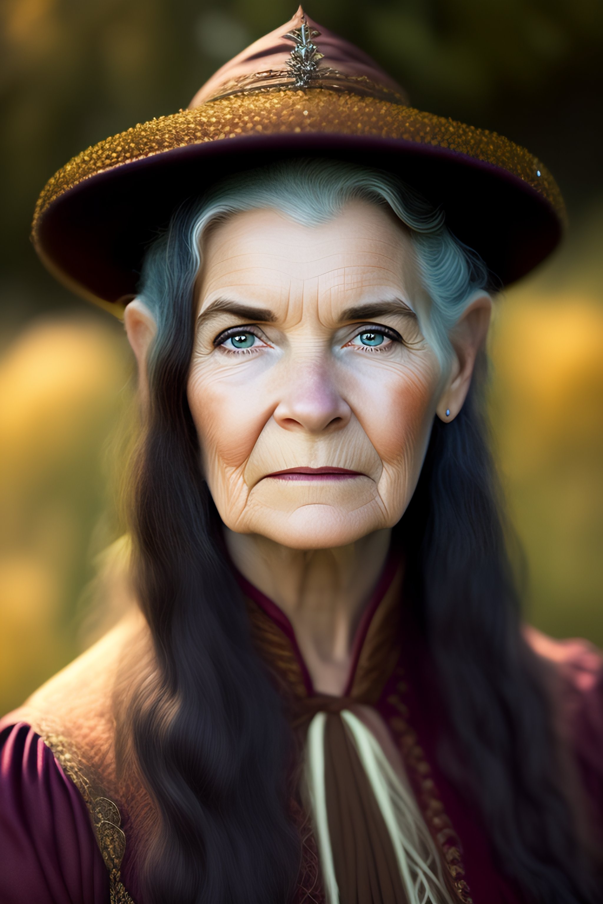 Lexica - Portrait of a old halfling witch with little hair and pale ...