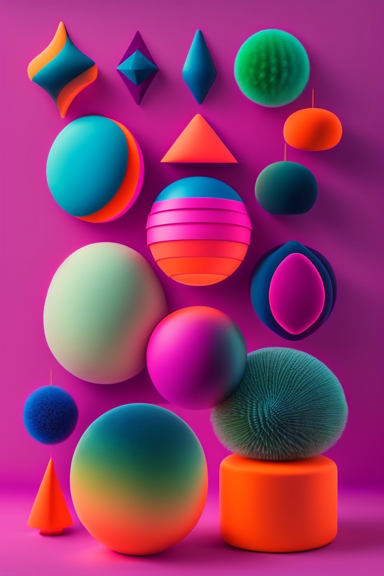 Lexica - There are several undefined shapes on a magenta background ...