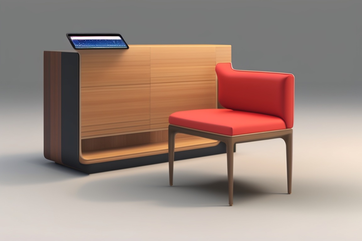 Lexica - News room ,side dispLay attached, left side chair,laptop