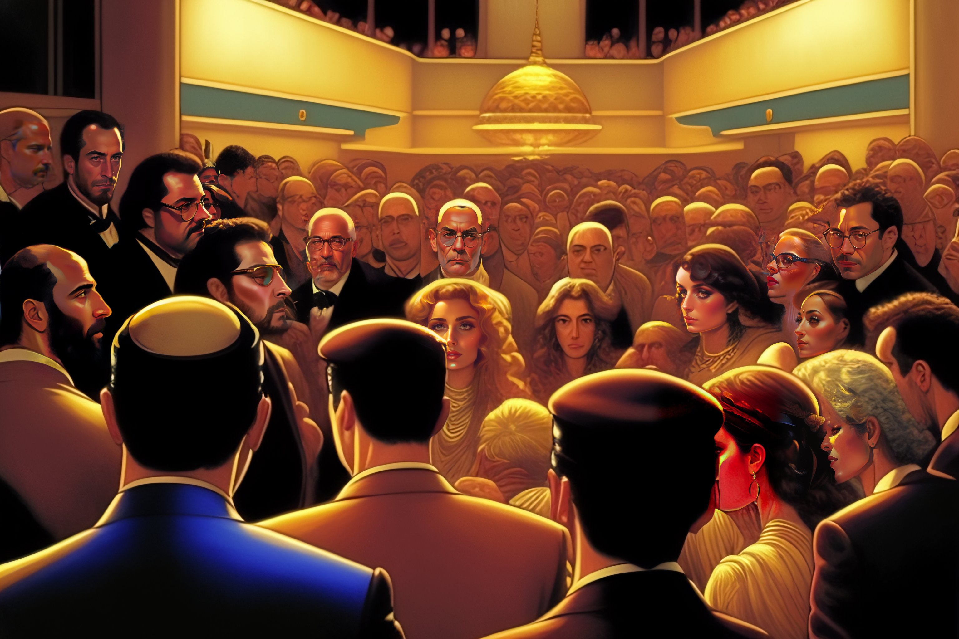 Lexica - Picture of a modern synagogue on the Sabbath, crowded with ...