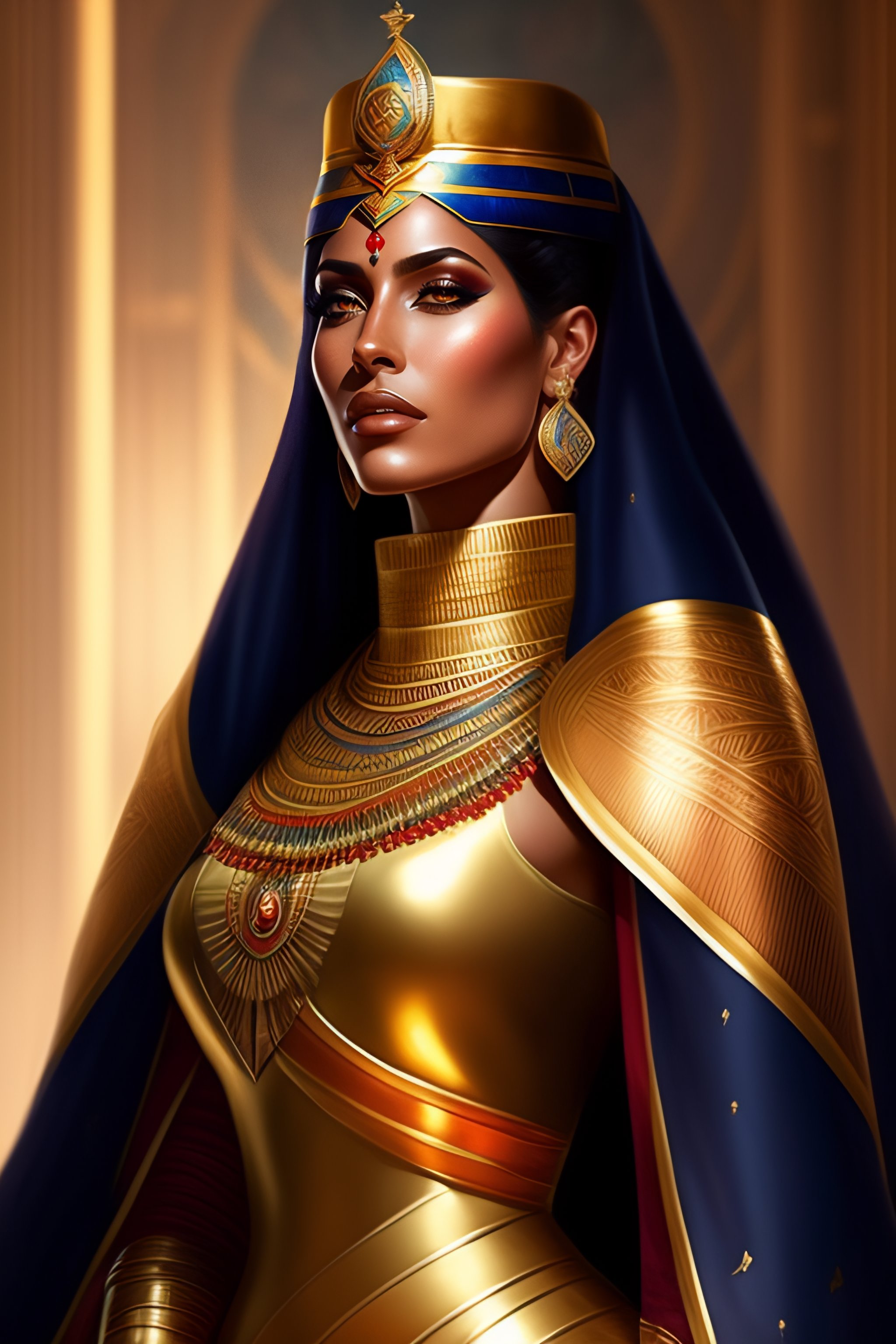 Lexica - Portrait of a egyptian queen, royal guard clothing, elegant ...