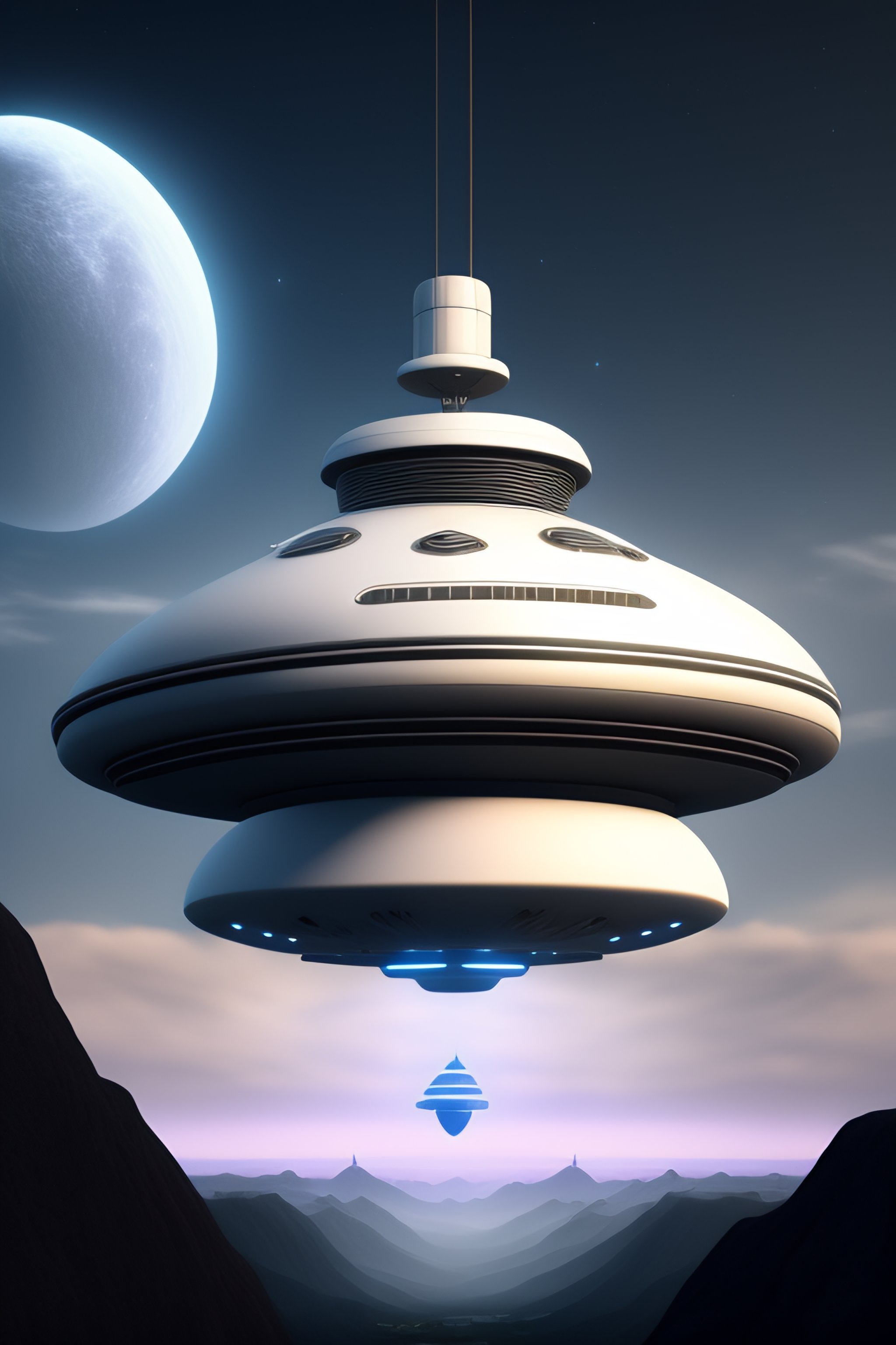 Lexica - A UFO, renderwidth : 8 3 2 height : 1 0 8 8,, cyberpunk, white ...