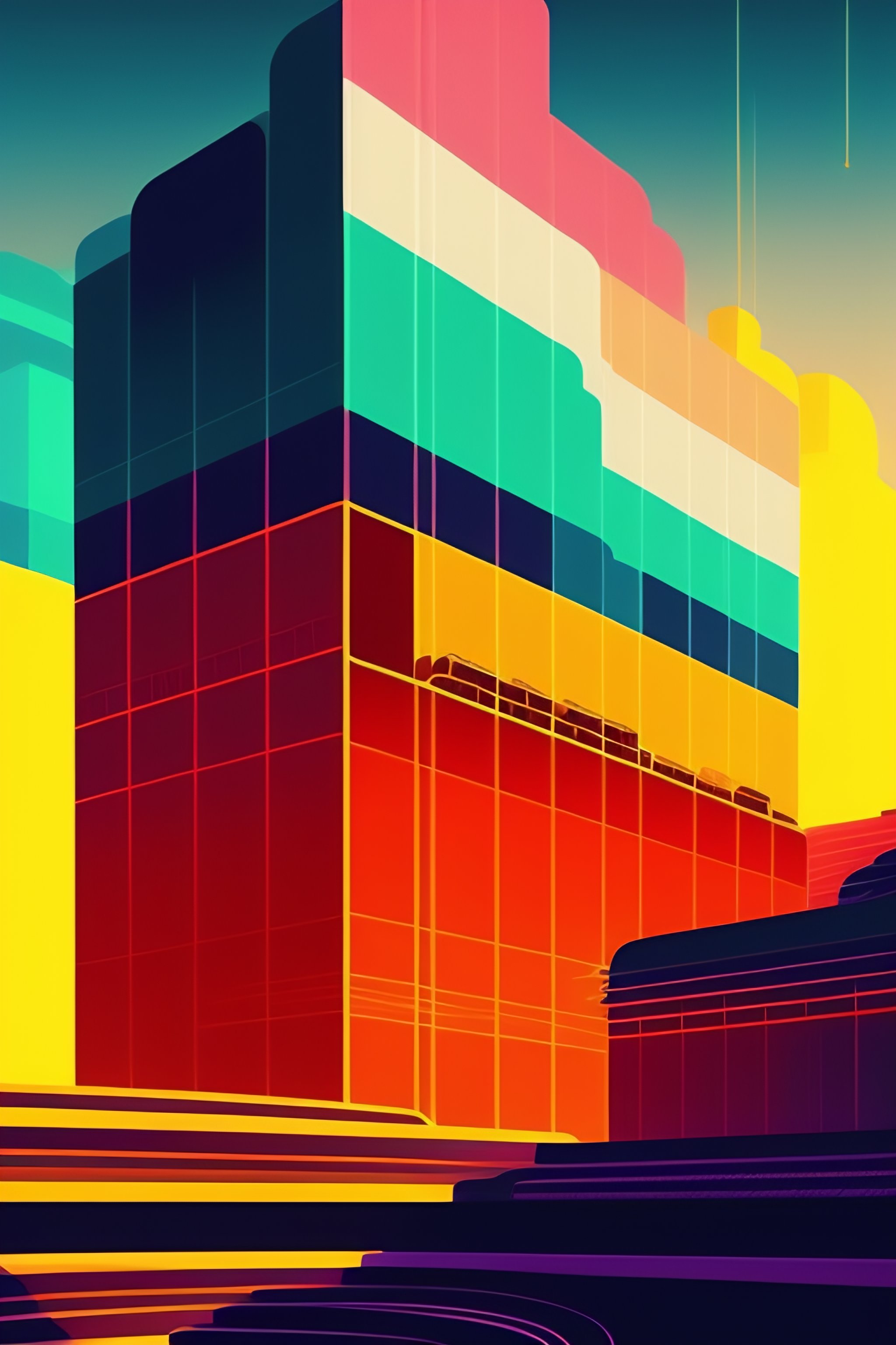 Lexica - Rome cyberpunk coliseum matte lo-fi illustration mondrian ...