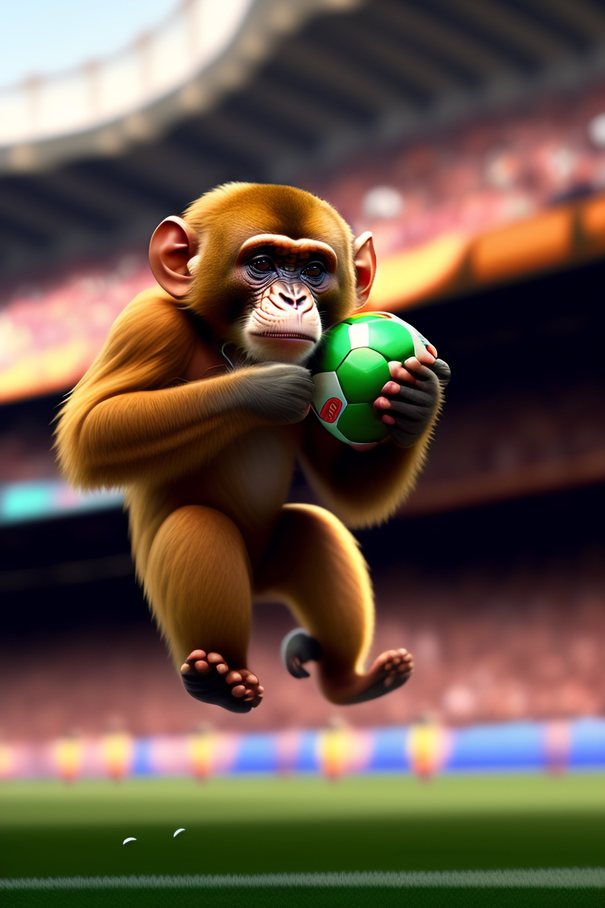 Lexica - Monkey playing soccer on mestalla stadium with cristiano ...