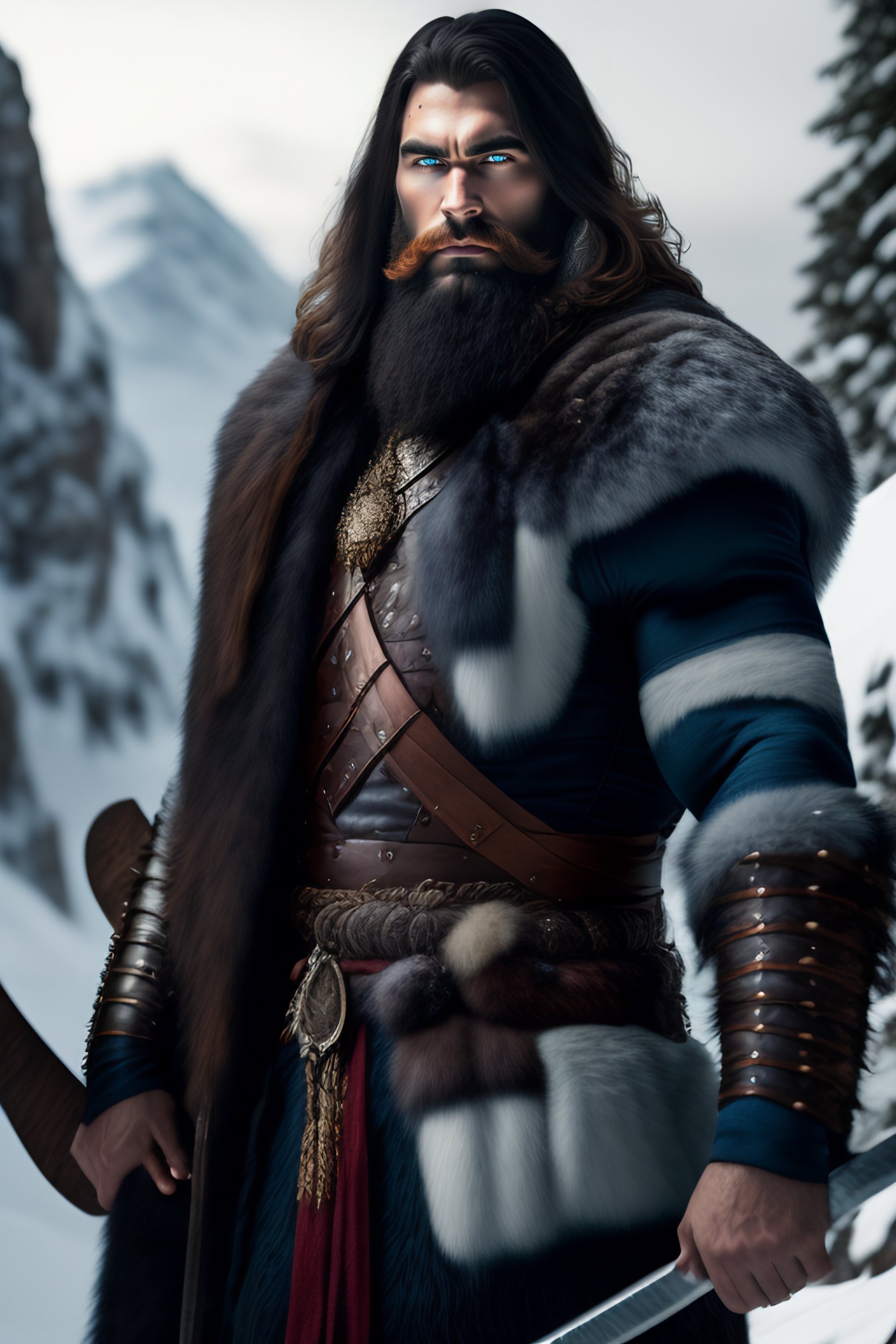 Lexica - A dnd barbarian half frost giant with pale skin and short ...