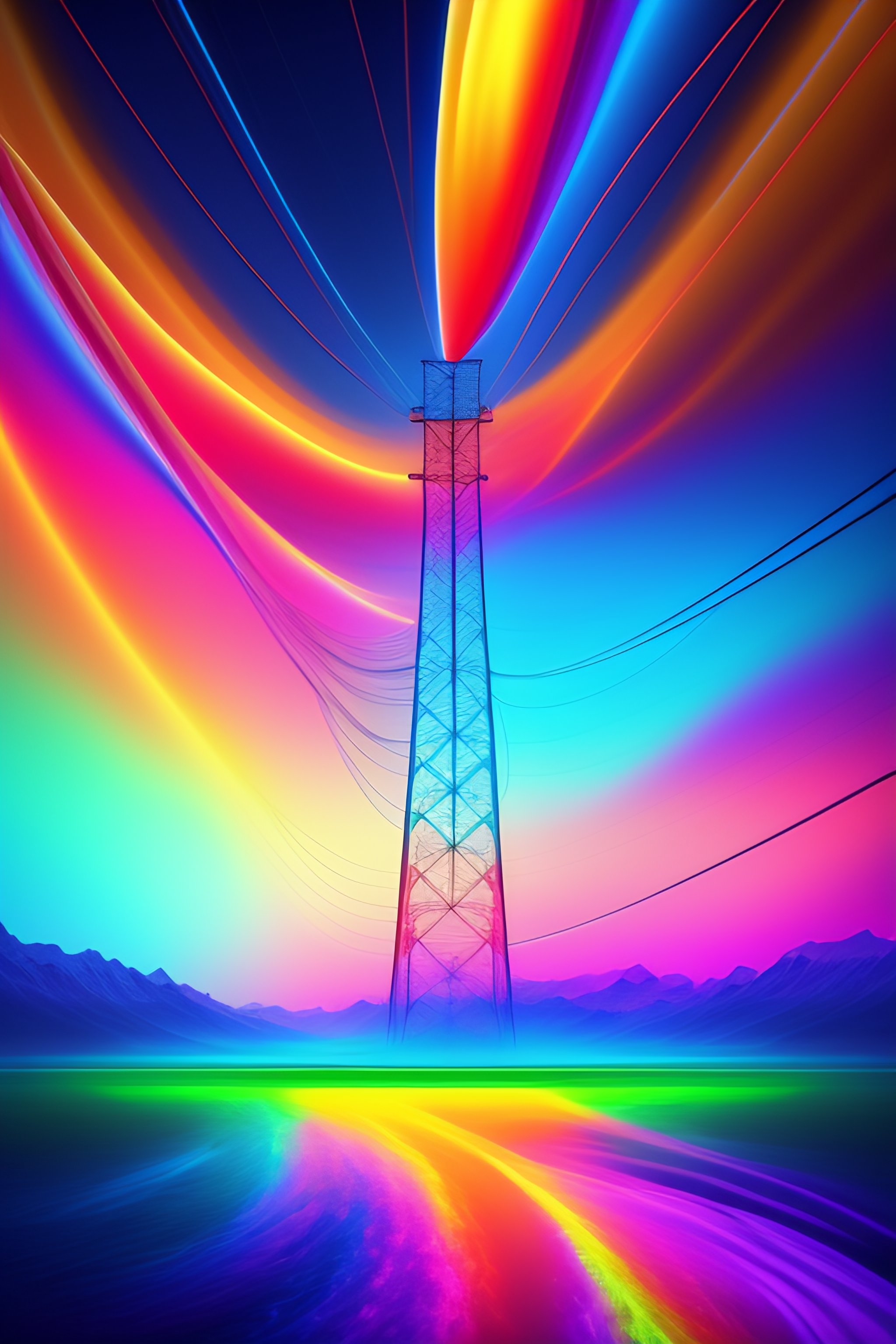 Lexica - Beautiful painting of bouncing colorful high voltage power ...