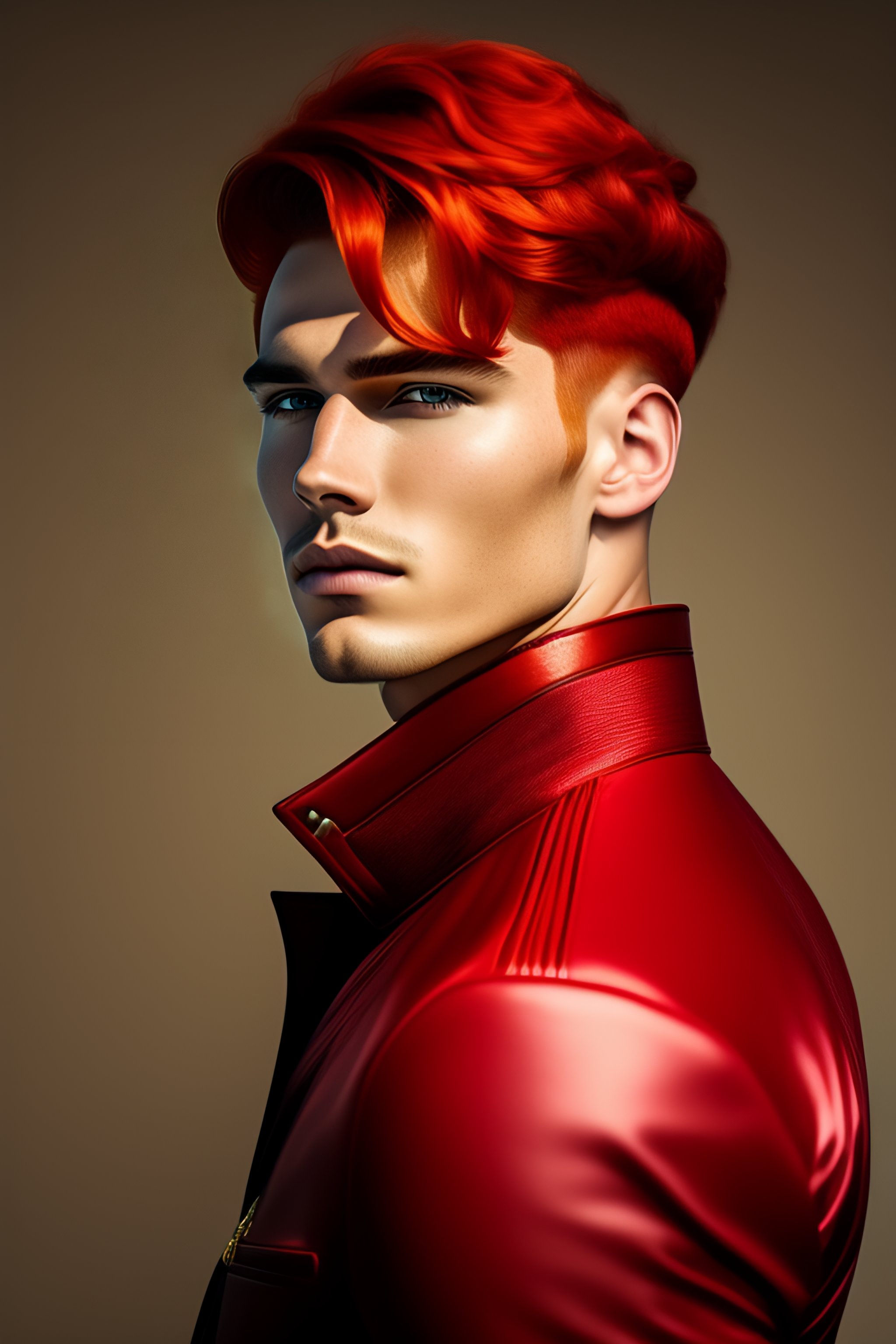 Lexica - Portrait of a young man, red hair, red skin, short hair