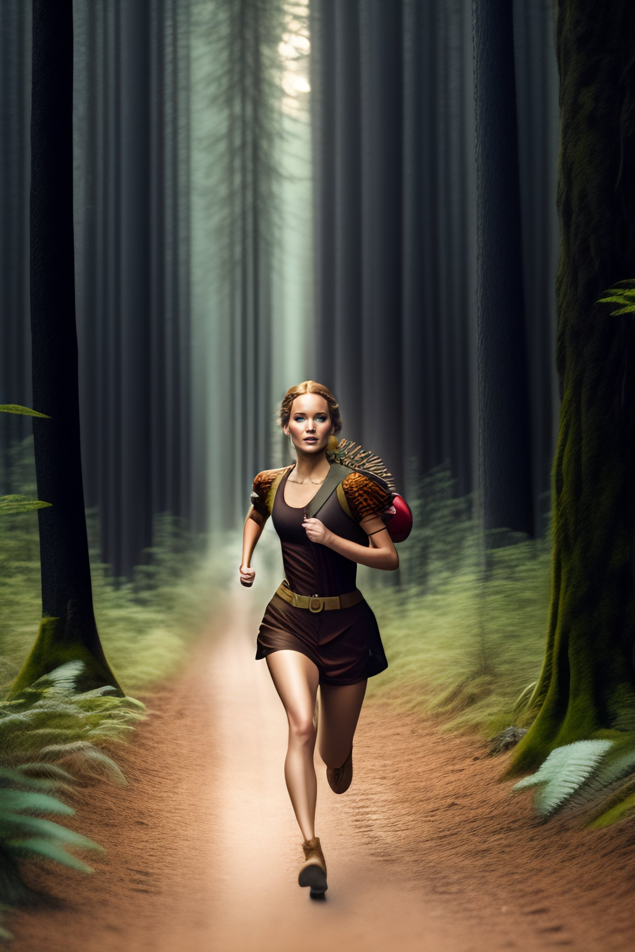 Lexica - Jennifer Lawrence in Hunger Games running away from dark ...