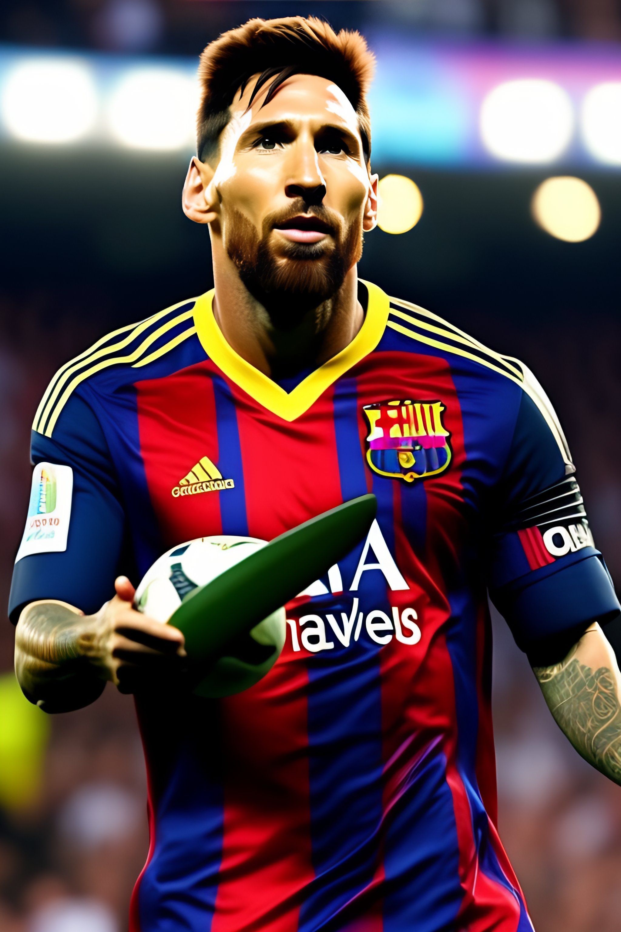 Lexica - Lionel messi holding a sword