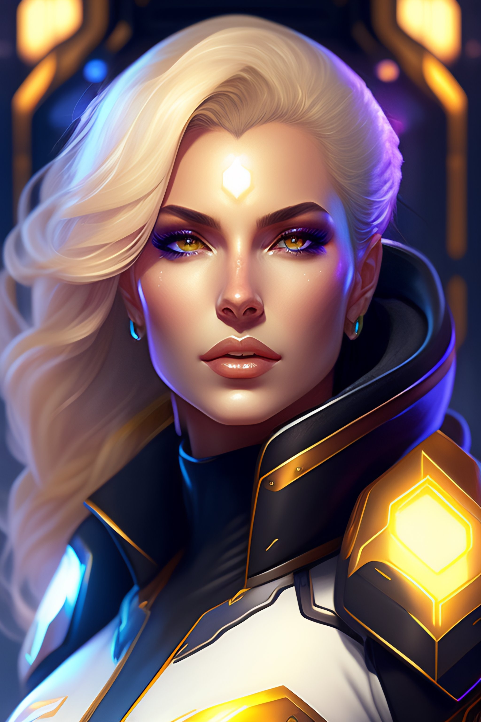 Lexica - Symmetry portrait of mercy from overwatch, closeup, sci - fi ...