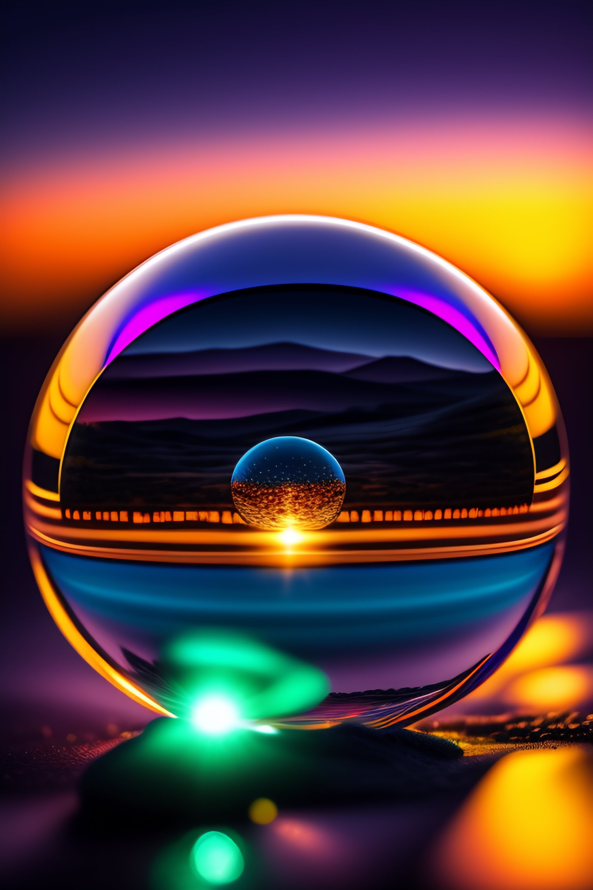 Lexica - Cinematic scene of magical crystal ball with light beam, sharp ...