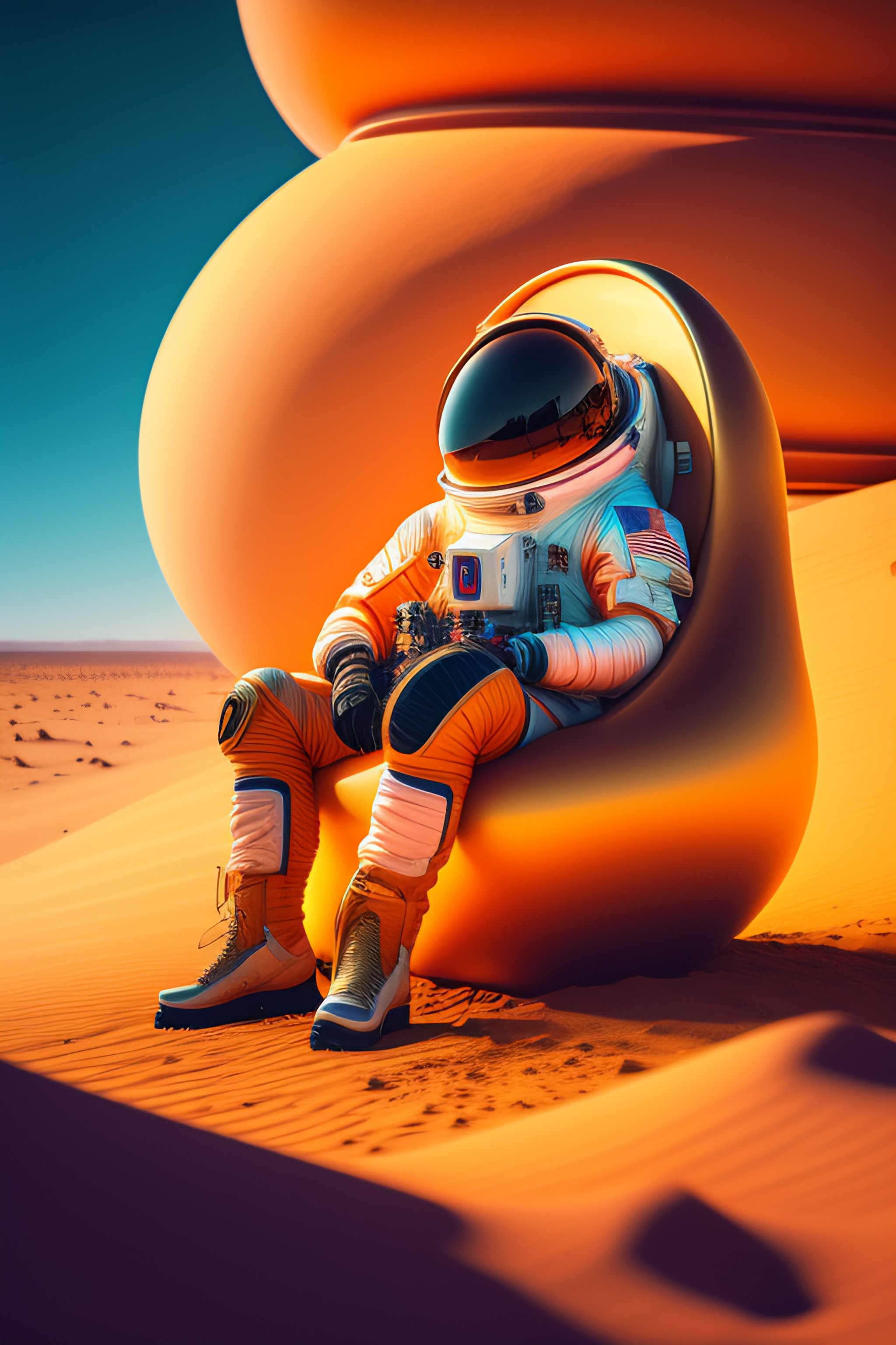 Lexica - An astronaut resting on mars in a beach chair, vibrant ...