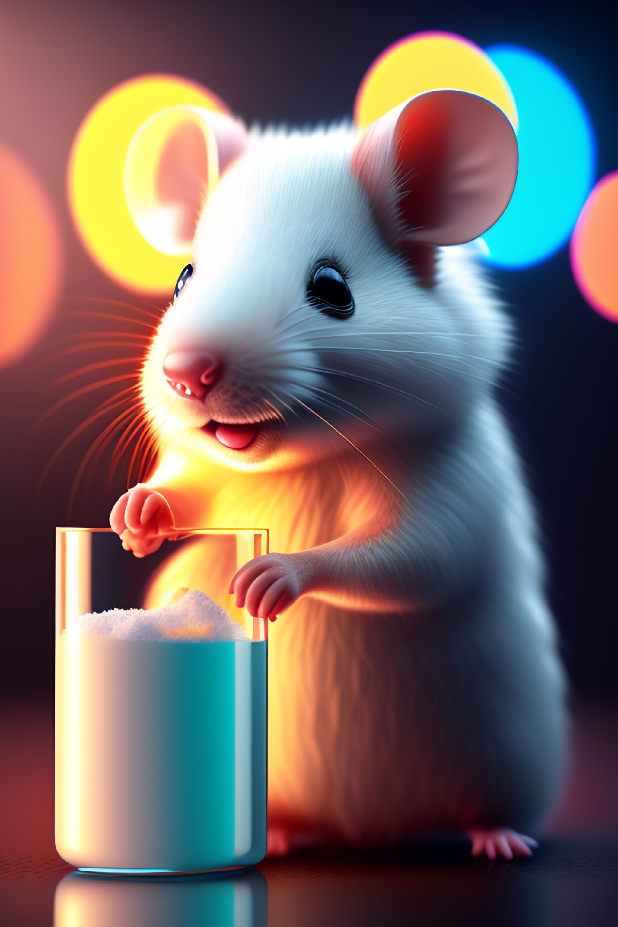 Lexica - A 3d render of a cute fuzzy pet rat dressed in a white lab ...