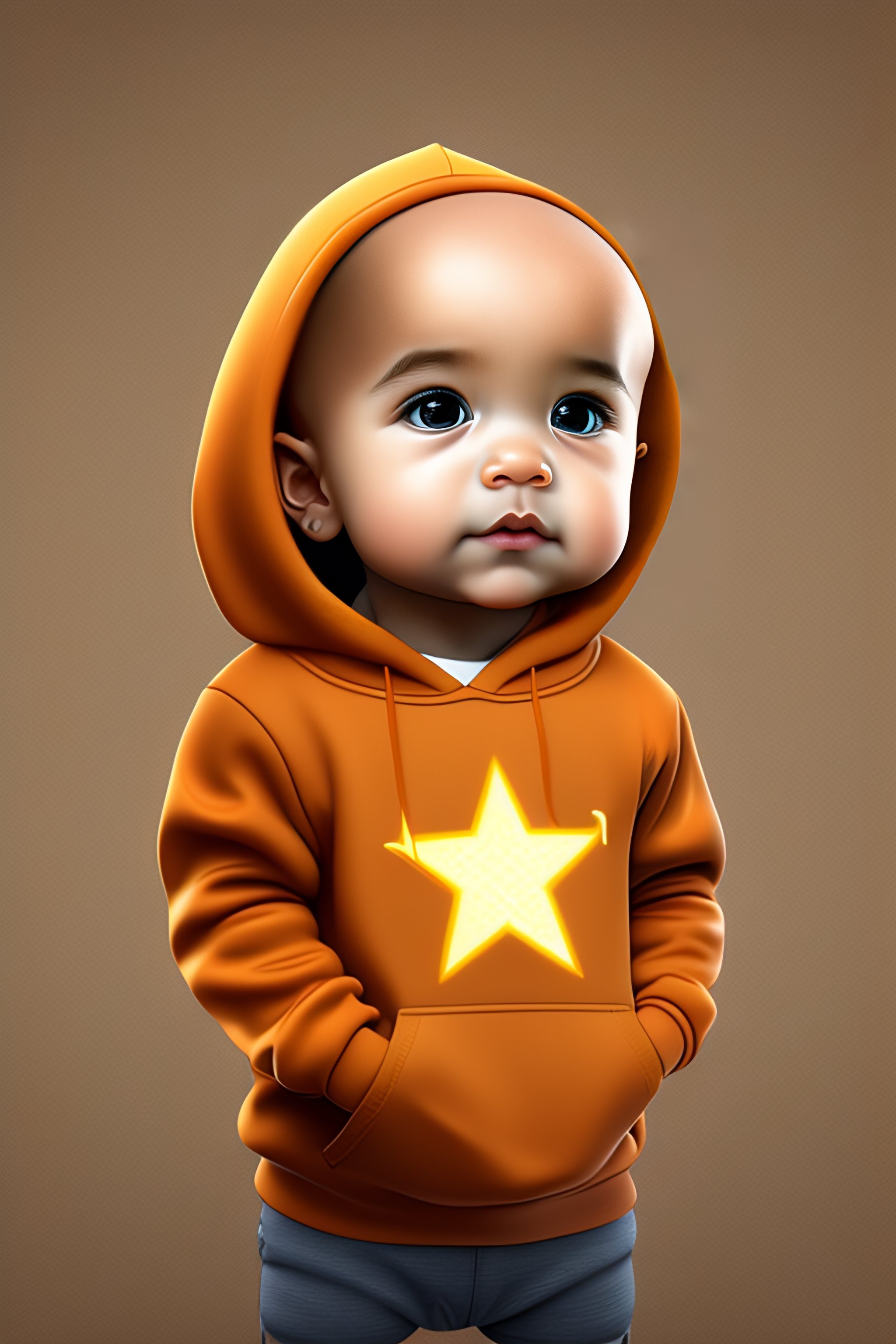 Lexica - Cute and adorable cartoon tan bald baby boy wearing a hoodie ...