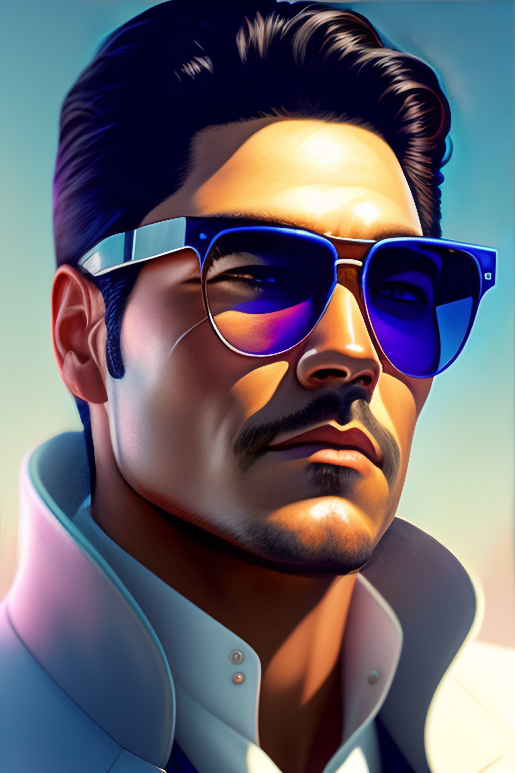 Lexica - Portrait of dean cain with Protection Glasses white tuft in a ...