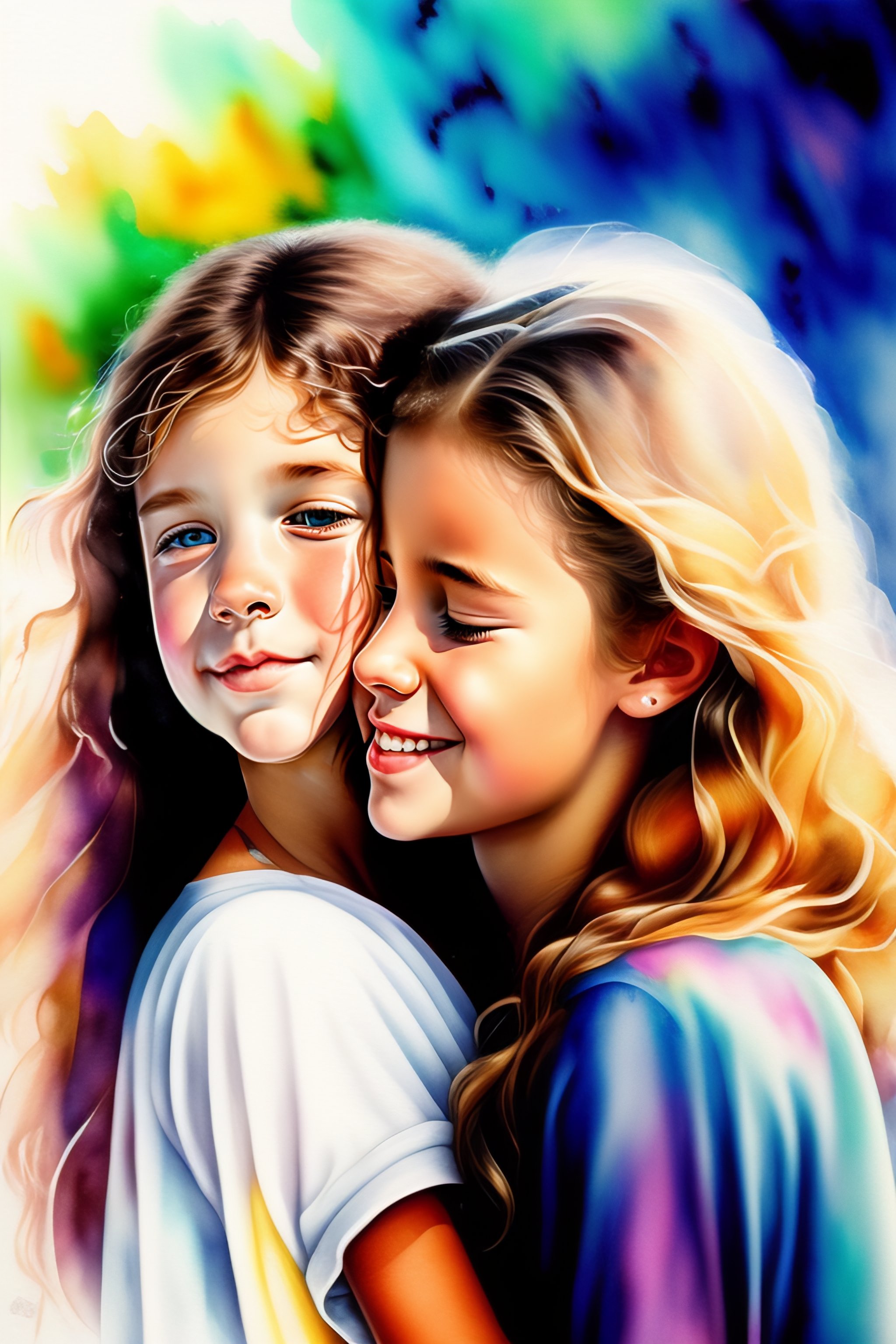 Lexica - God jesus hug girl, watercolor art