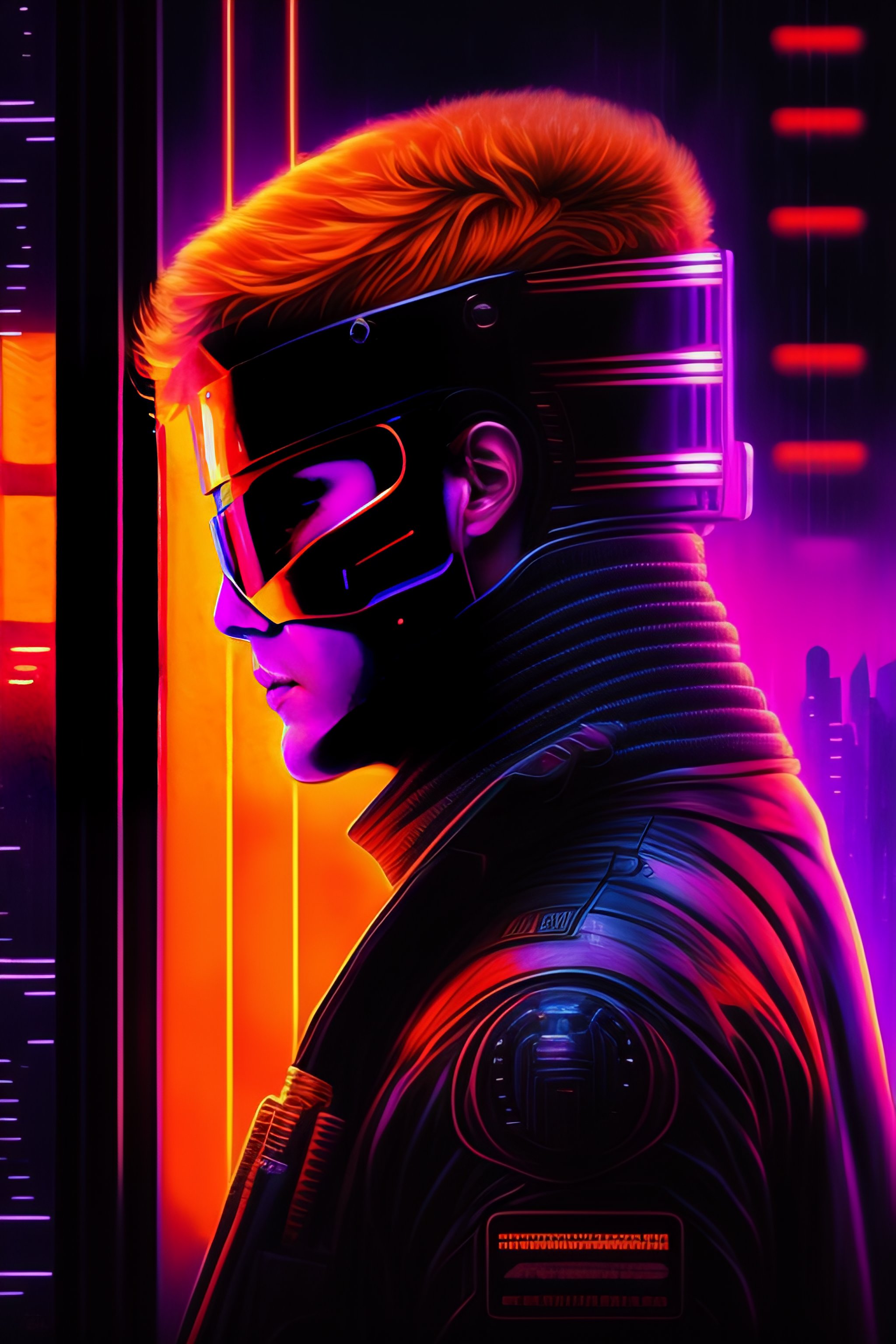 Lexica - Robocop in Blade Runner 2049, neo noir, cyberpunk, traditional art