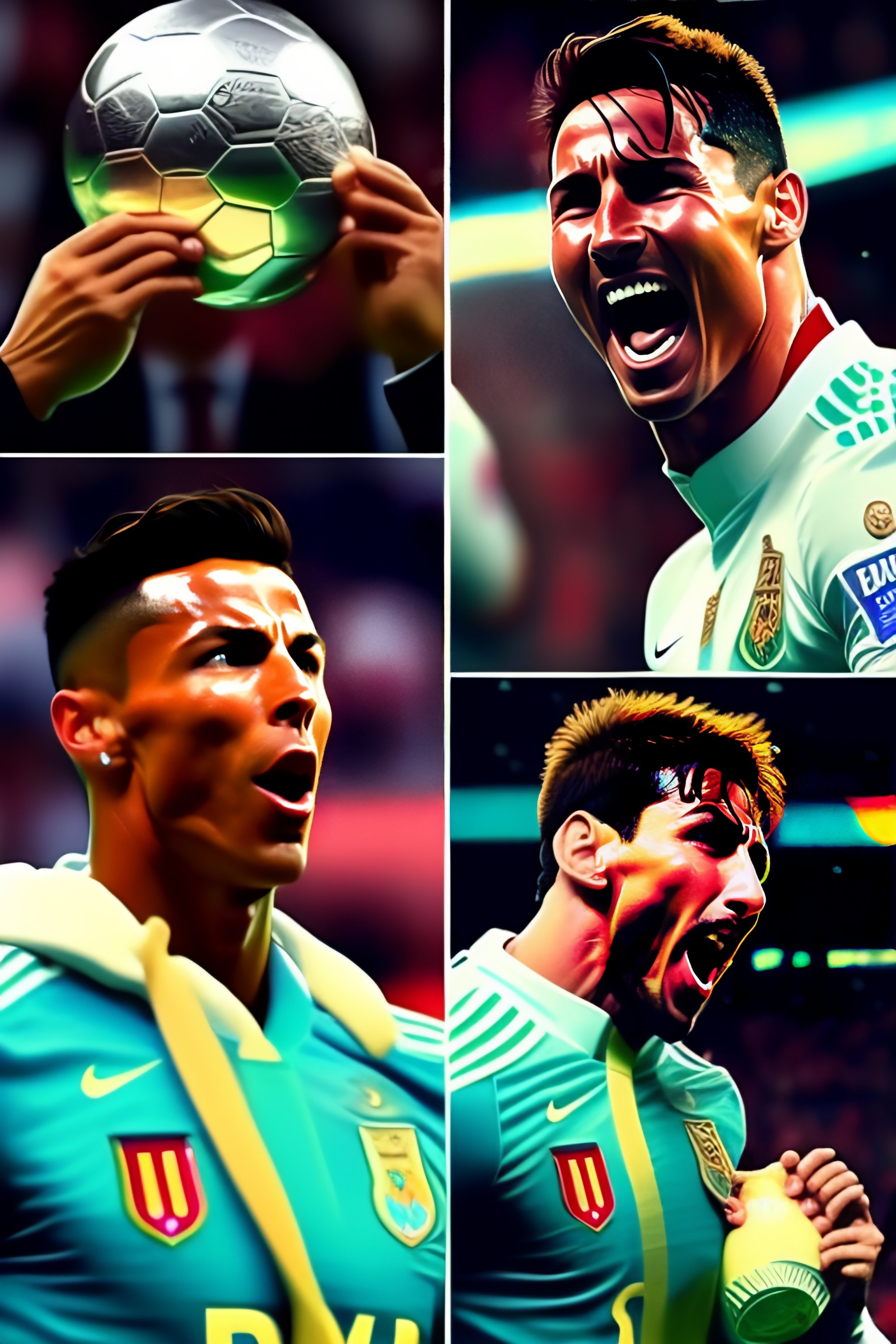 Lexica - Cristiano ronaldo crying watching lionel messi lifting the ...