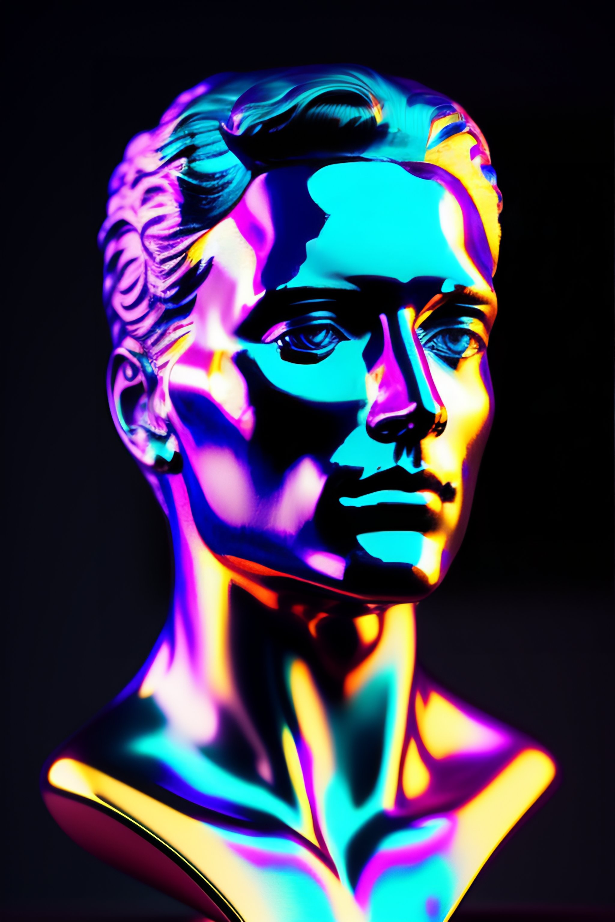 Lexica - 8k render of a glowing reflective iridescent male marble bust ...