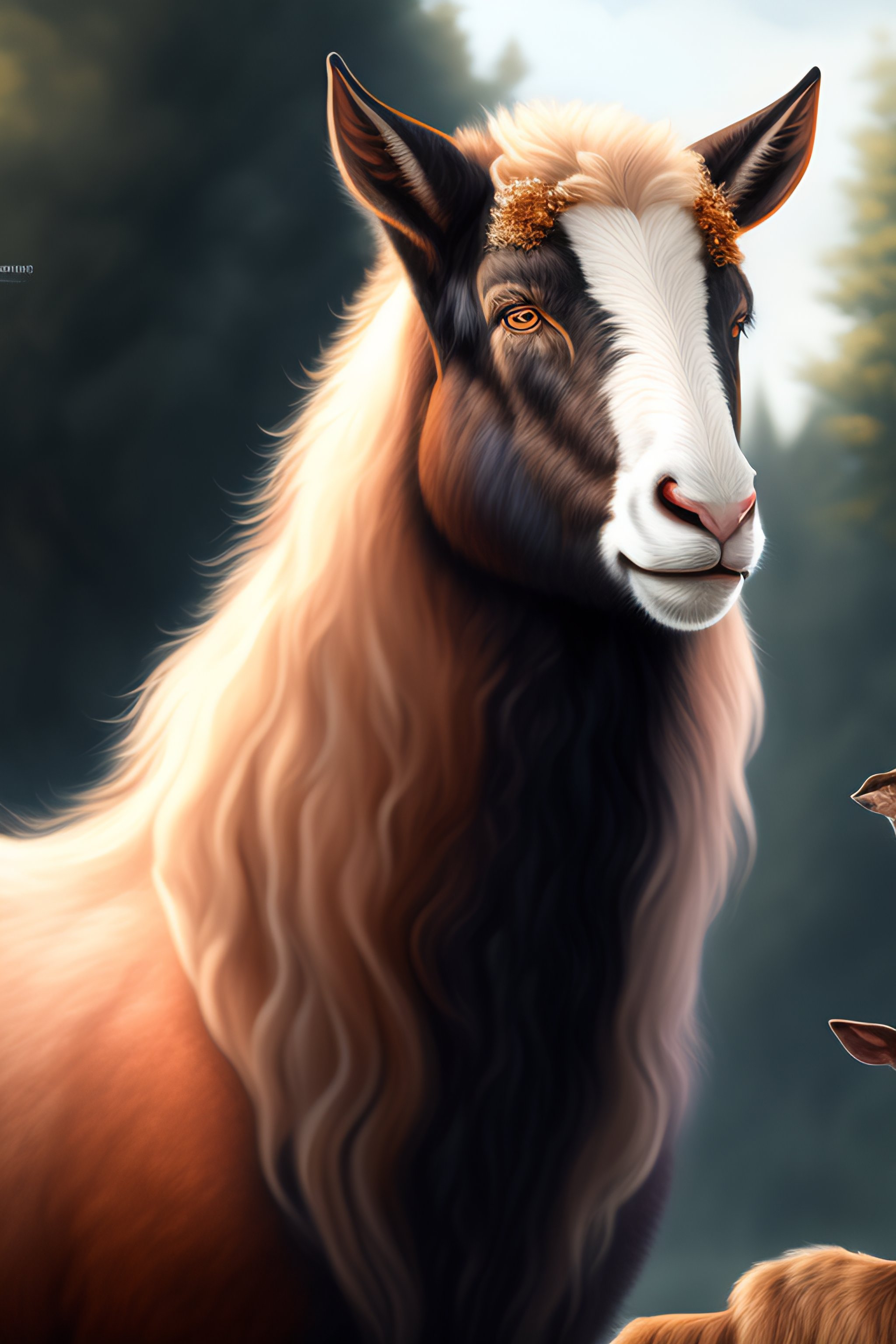 Lexica - Lionel Messi standing beside a majestic goat, D&D, fantasy ...