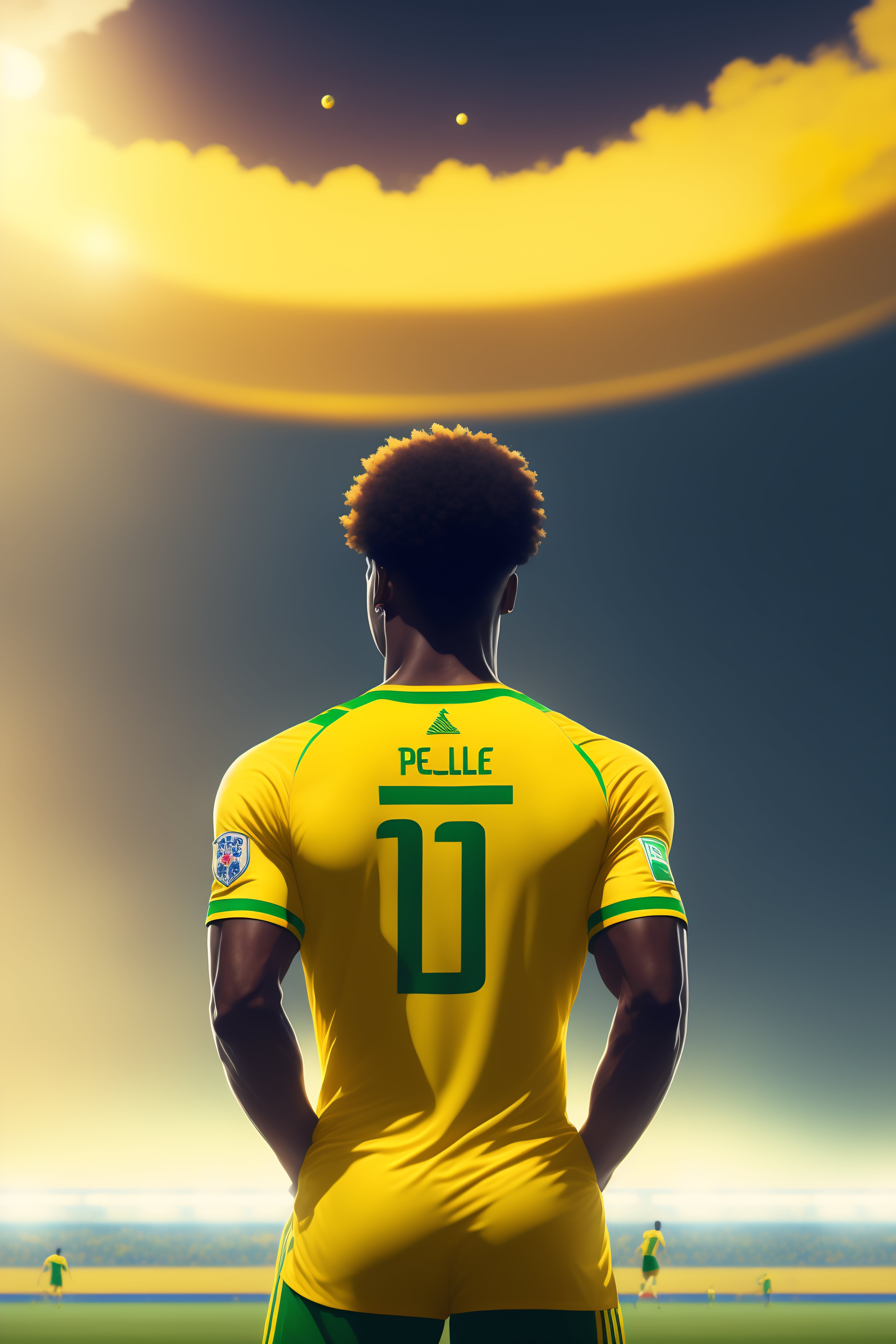 Lexica - Back of Footballer Pele wearing yellow brazil team jersey ...