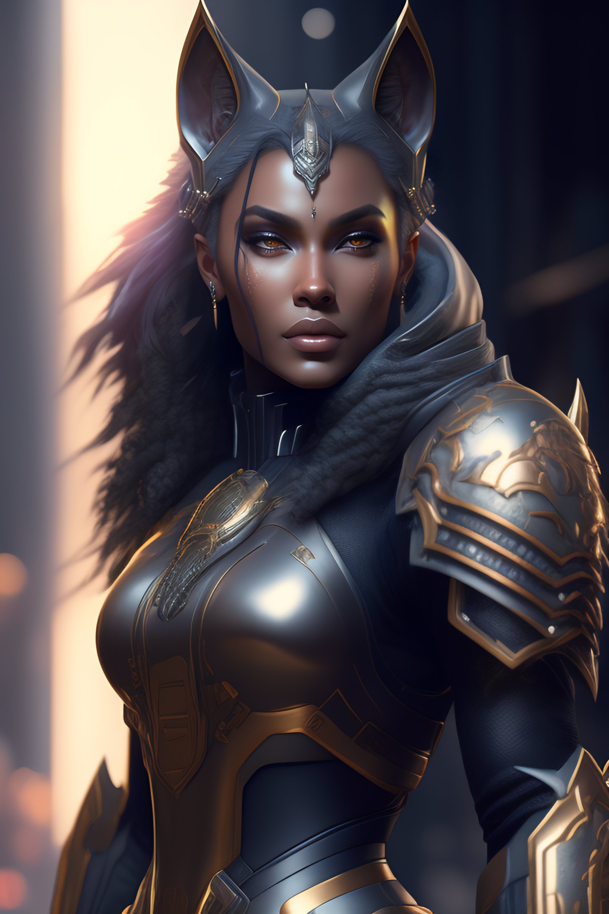 Lexica - Portrait painting of a cybernetic grey werewolf with power ...
