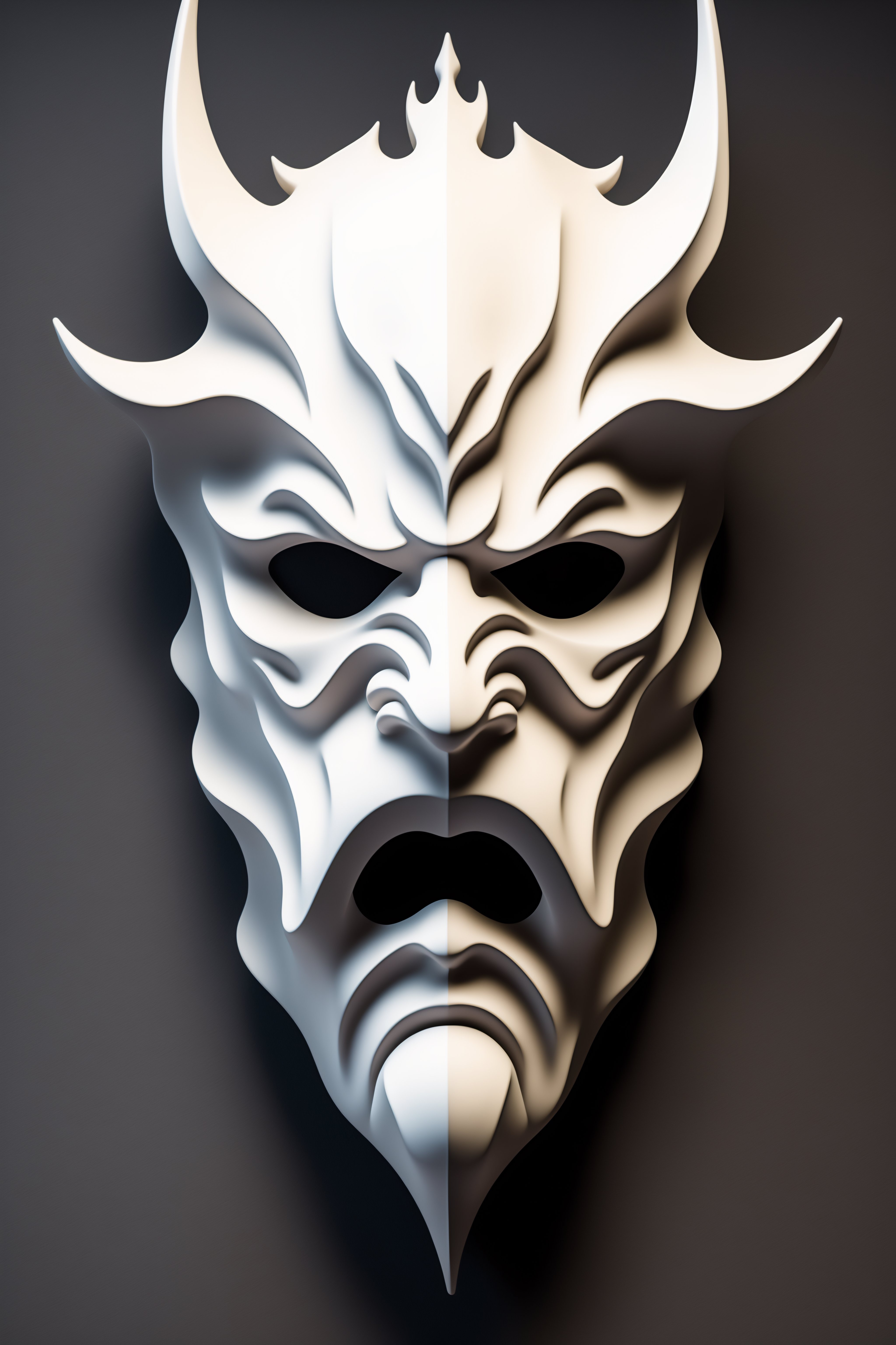Lexica - Cyberpunk oni mask, gaudi, white