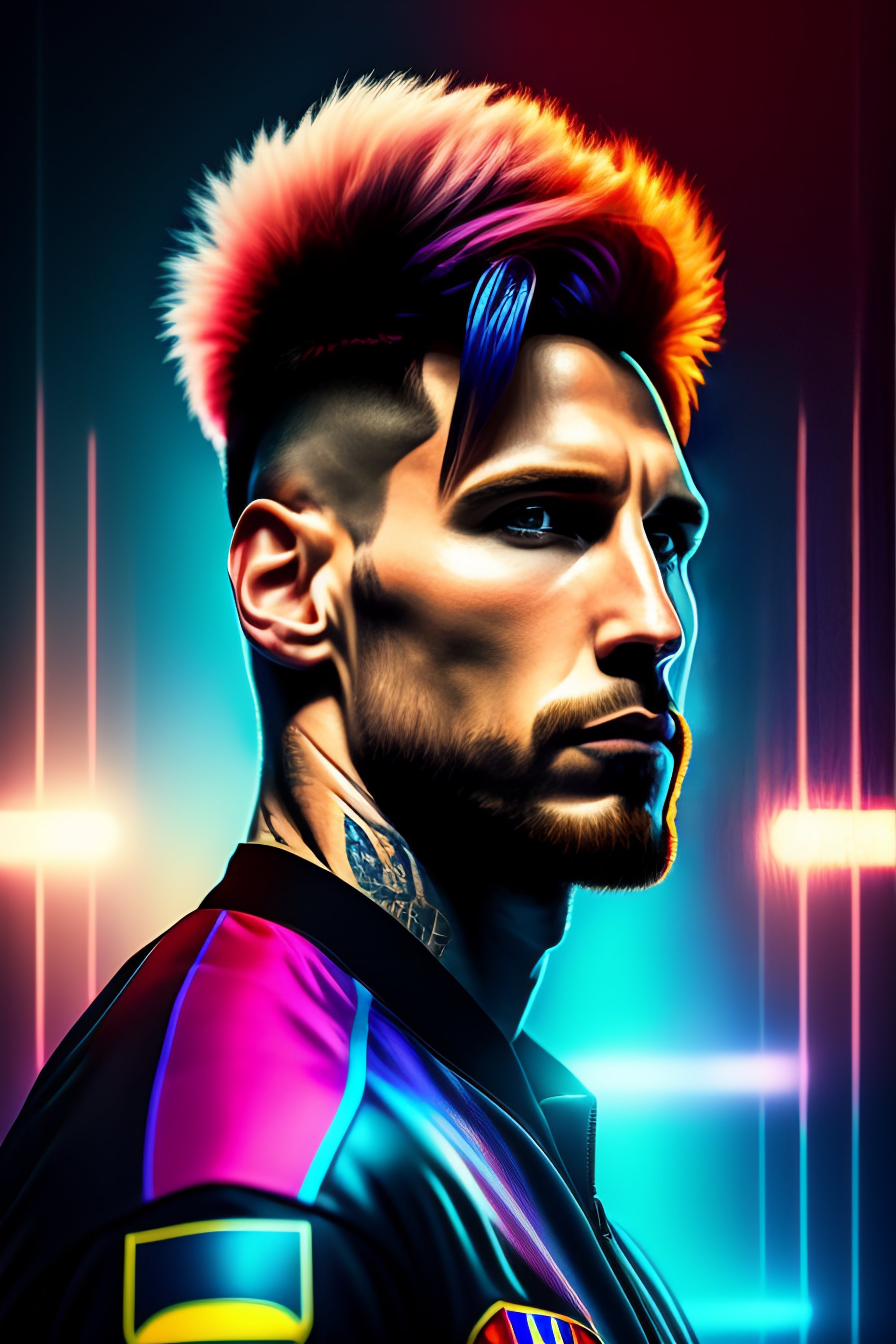 Lexica - Symmetry!! portrait of cyberpunk Lionel Messi