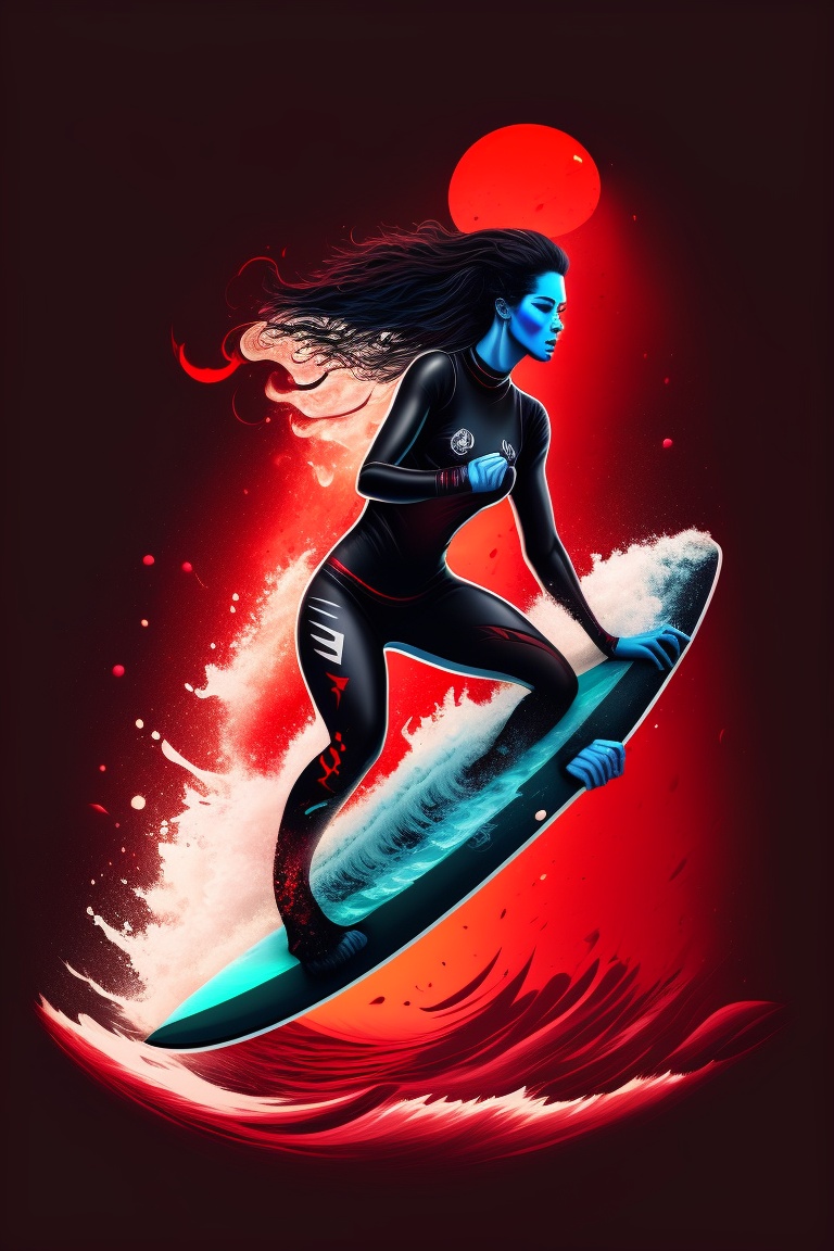 Lexica - Surfer female wearing a necromancer custom surfing in a wave ...