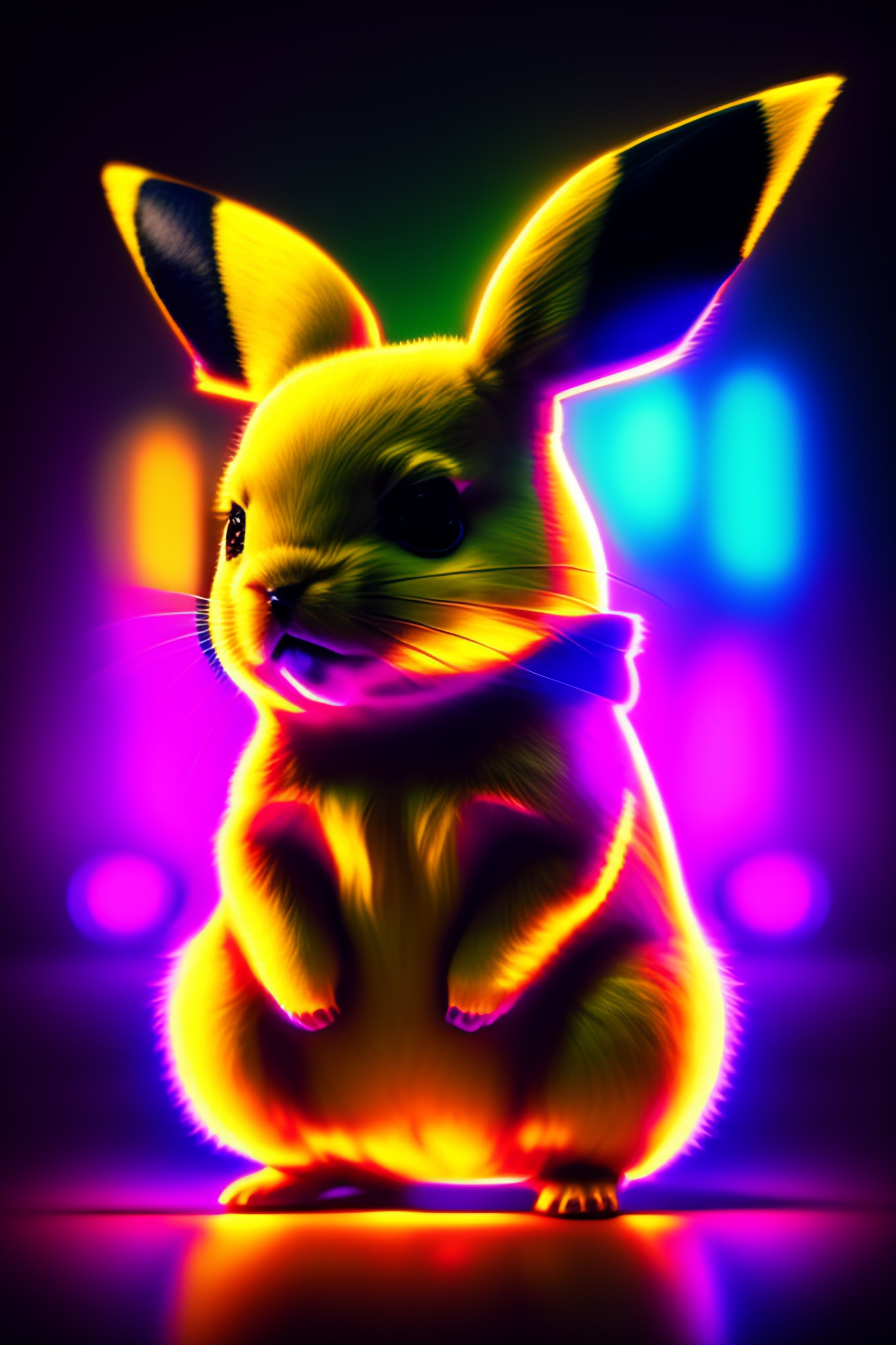 Lexica - Synthwave Portrait of a Pikachu. Neon lights
