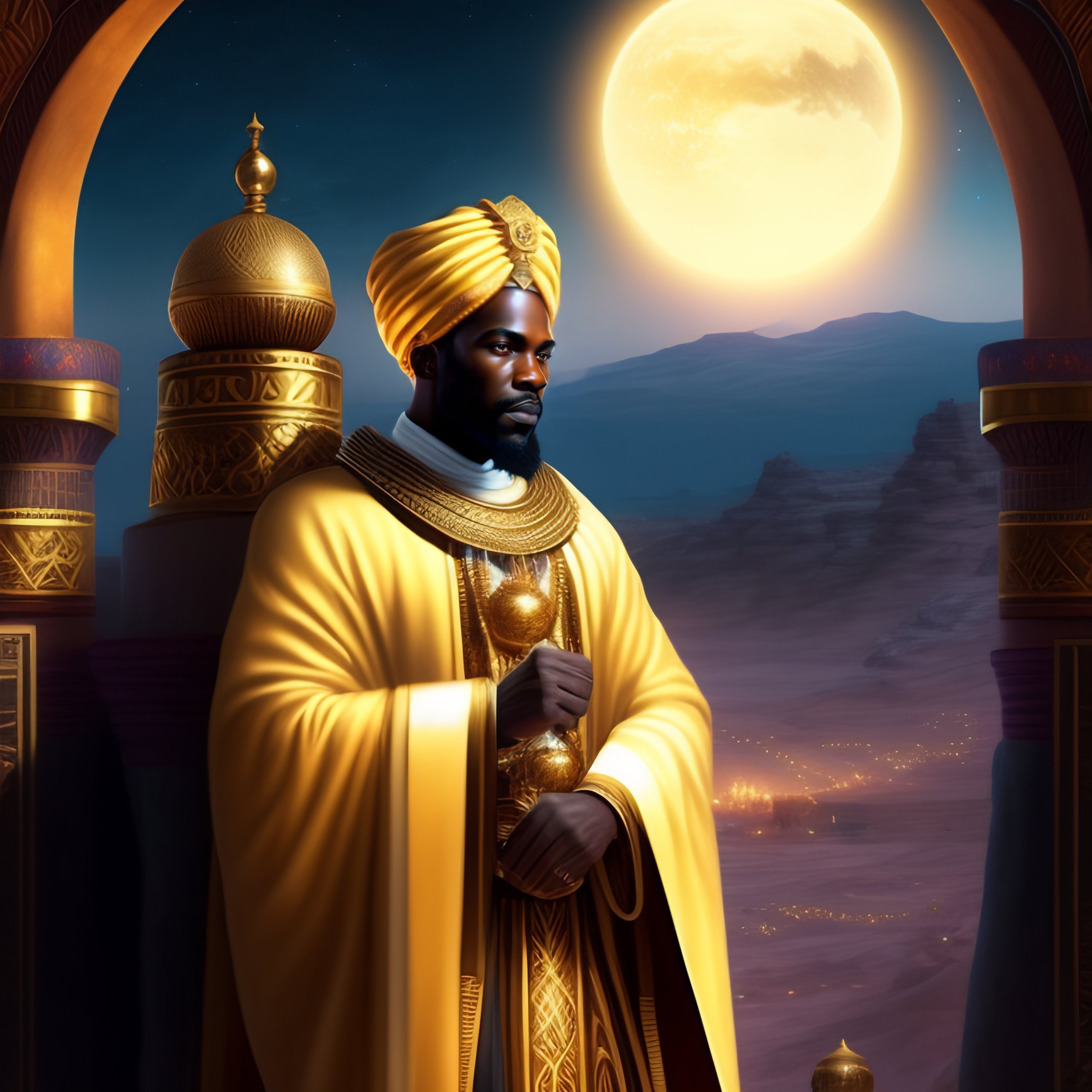Lexica - An african moor wearing white robes and turban in the valley ...