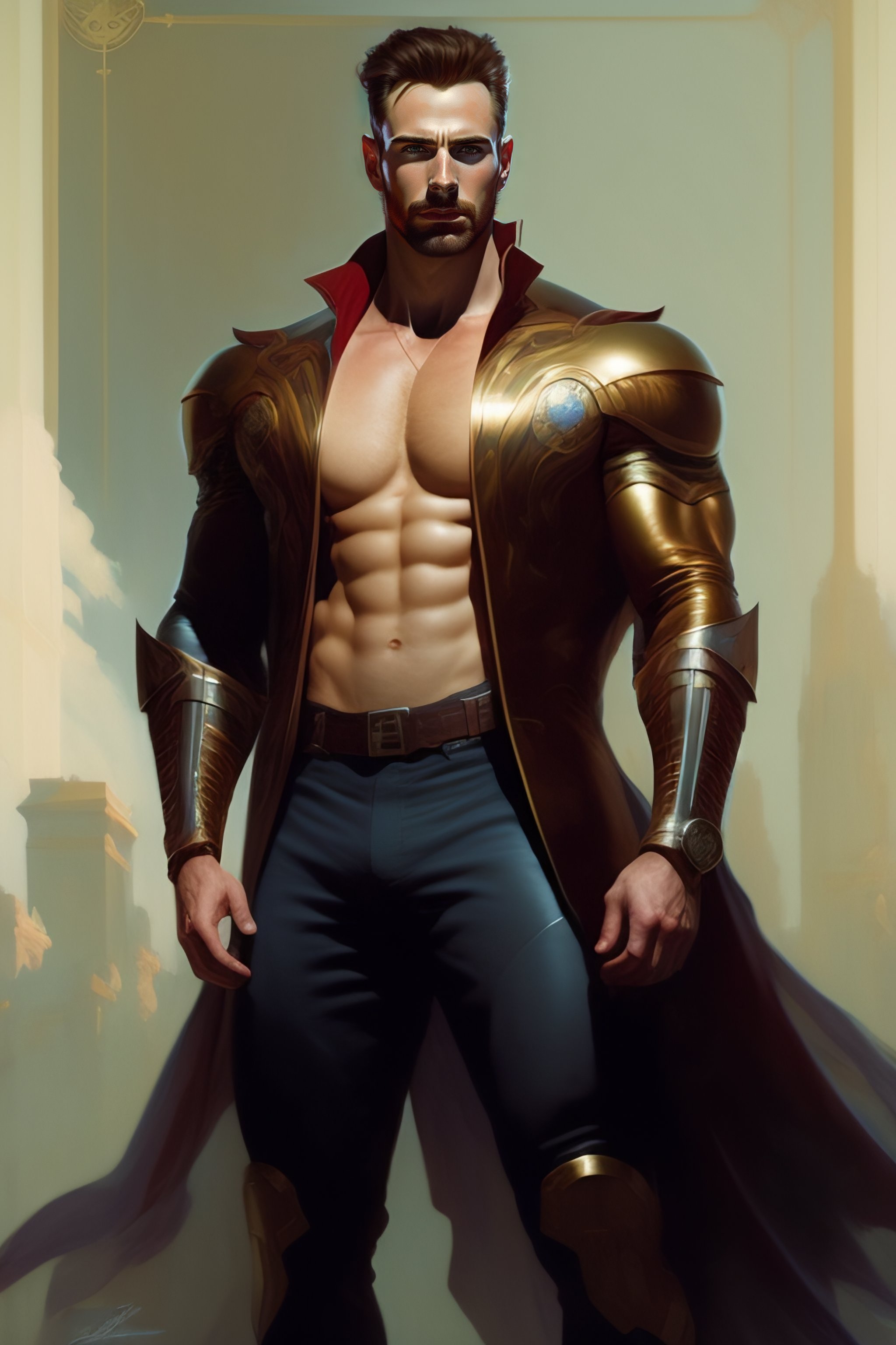 Lexica - Full body potrait thin muscular chris evans captain america ...