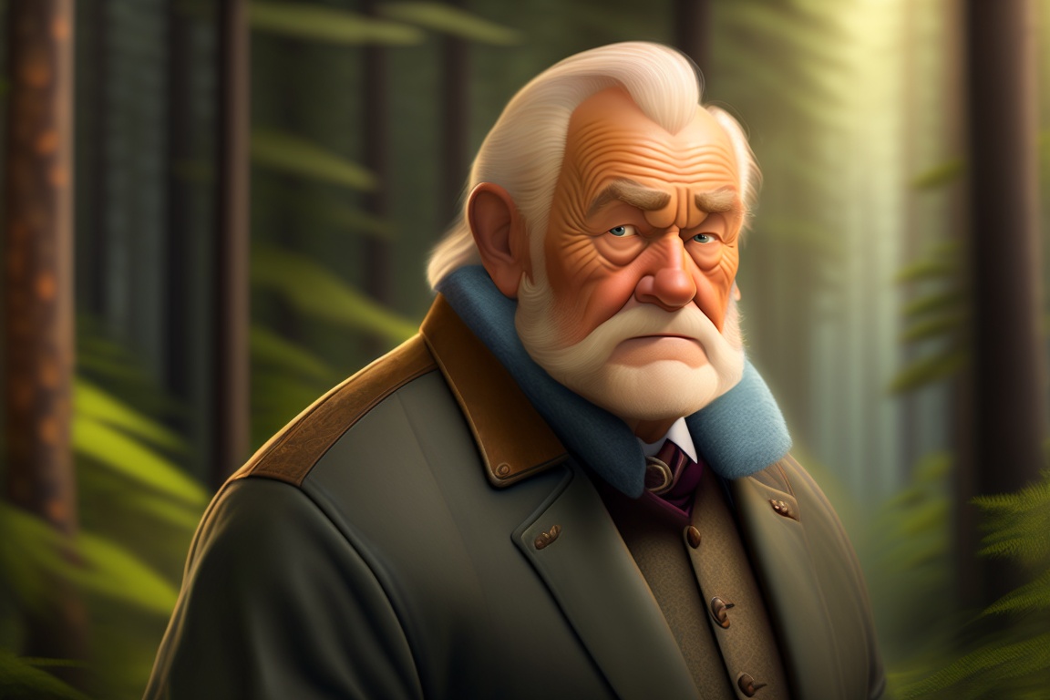 Lexica - A grumpy old man in forest, with a hunch in his back and a ...