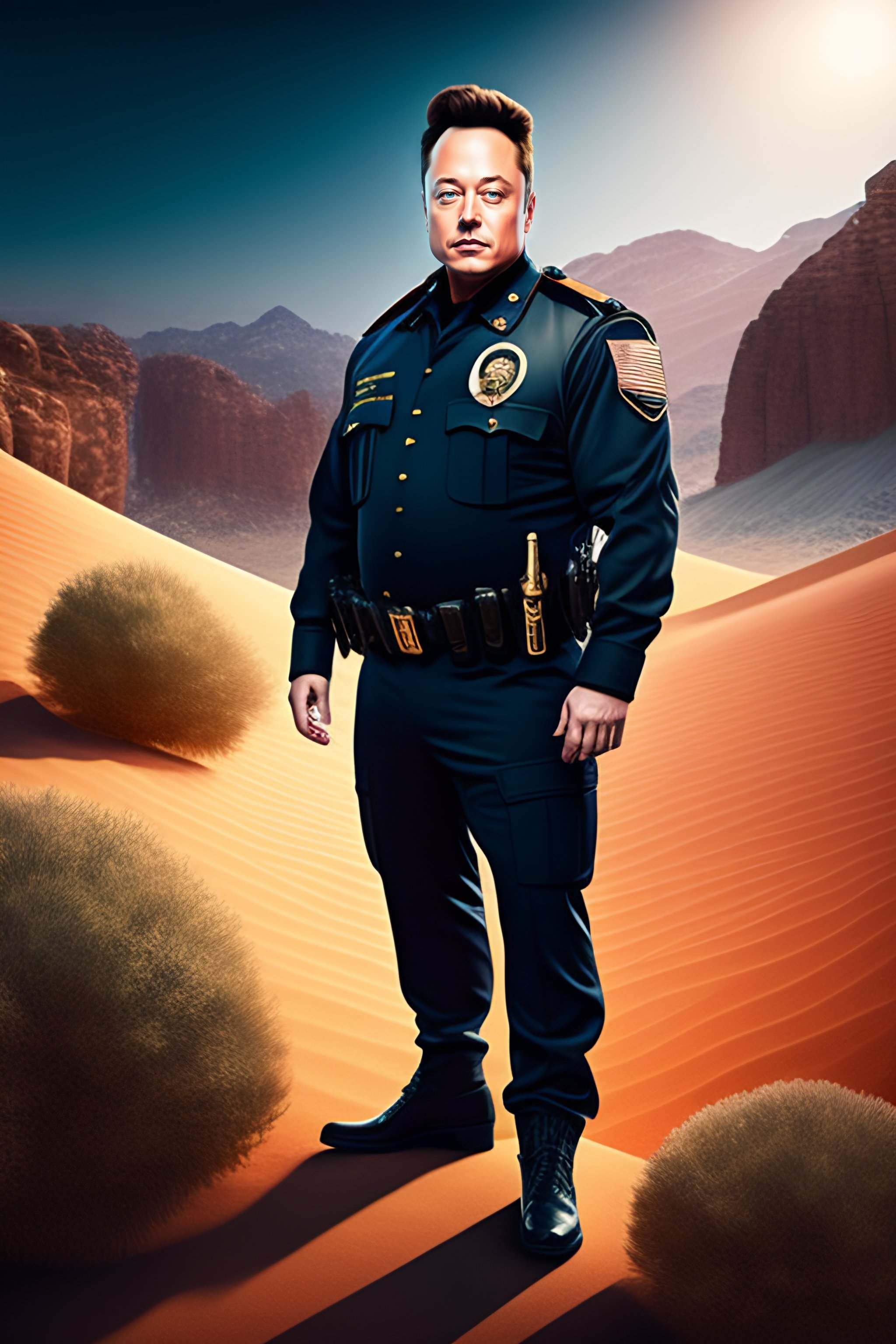 Lexica - Elon Musk as a security guard. Hd