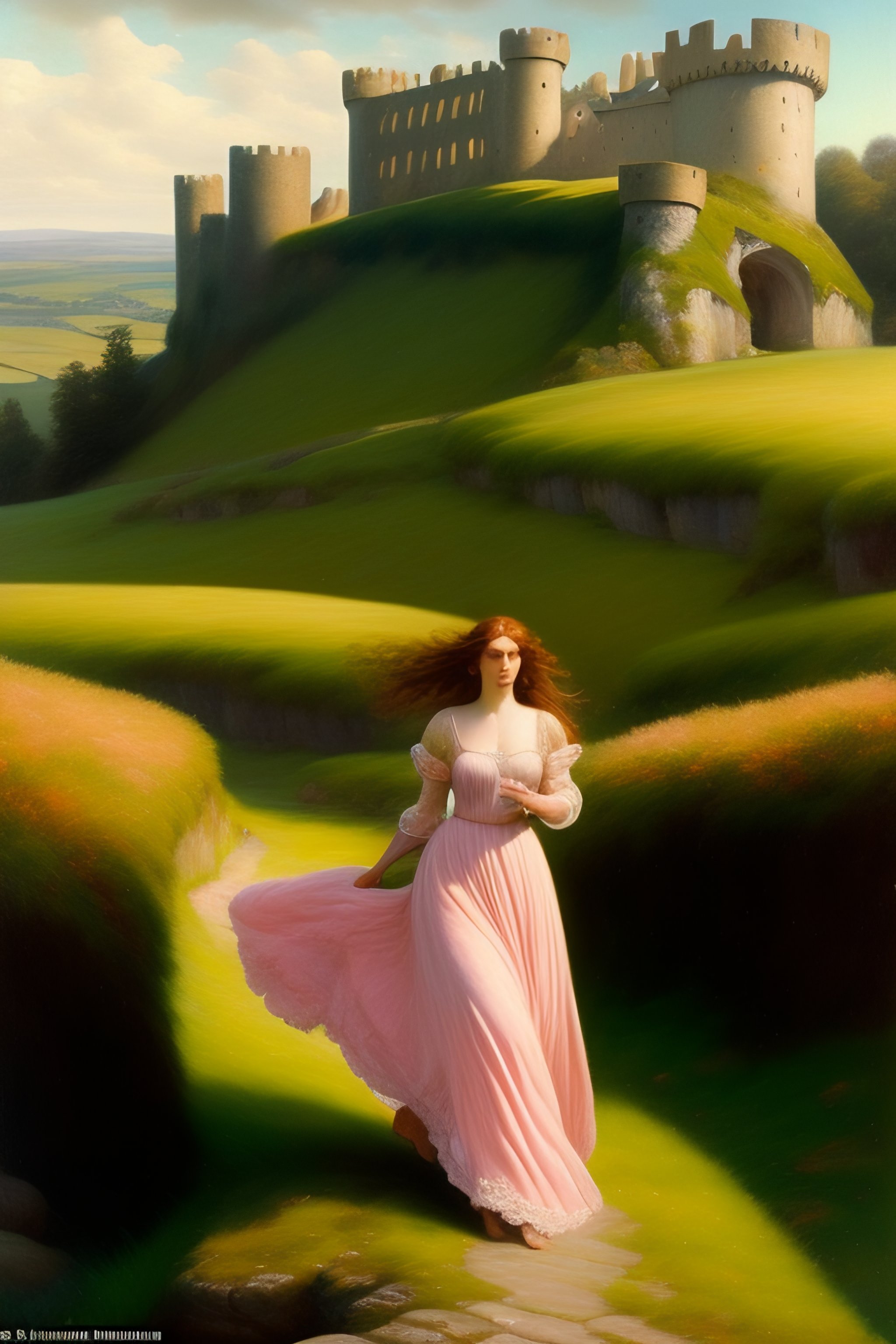 Lexica - Romantic pre-Raphaelite style oil painting of a giant woman ...