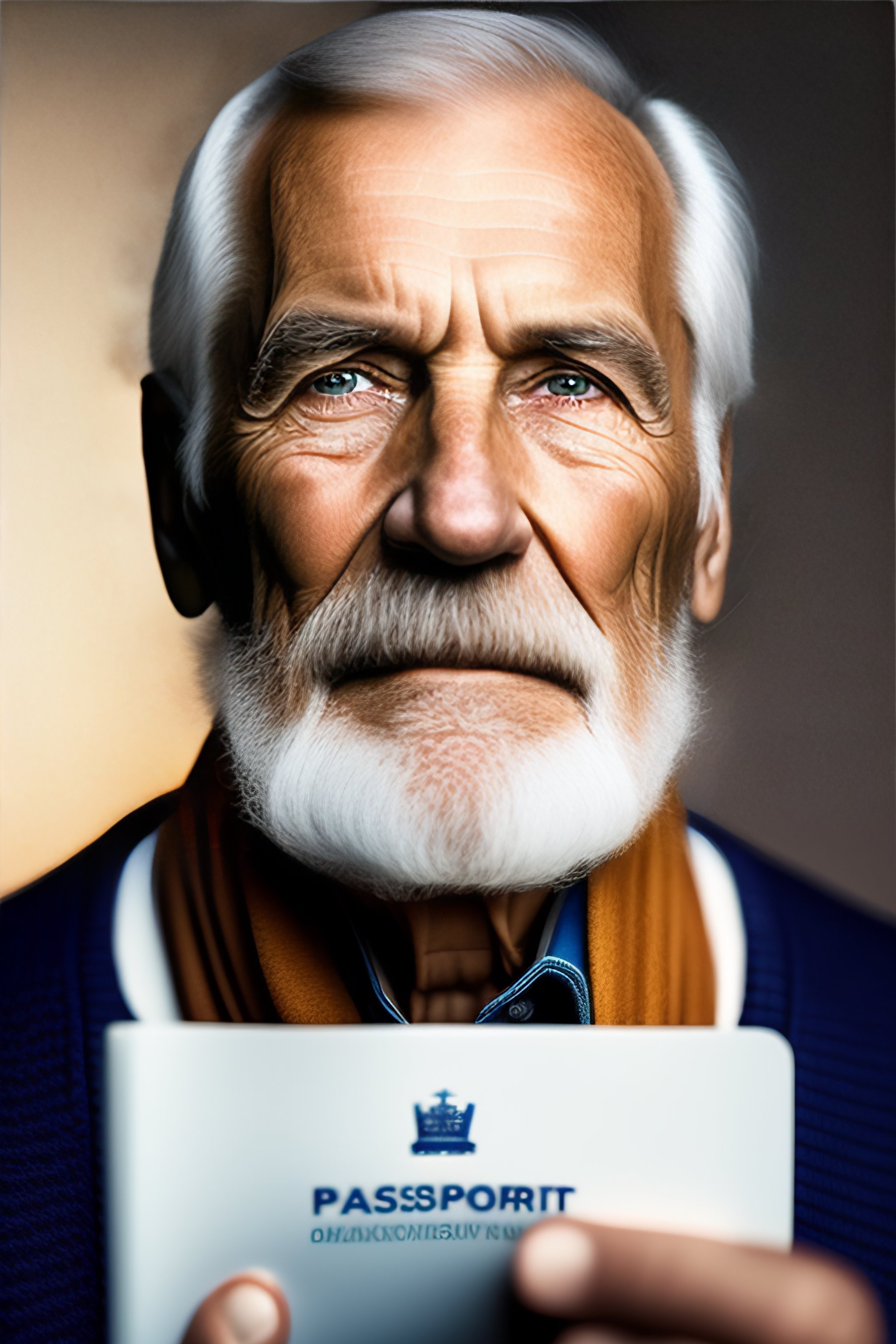 Lexica - Old man, document photoб passport, white background
