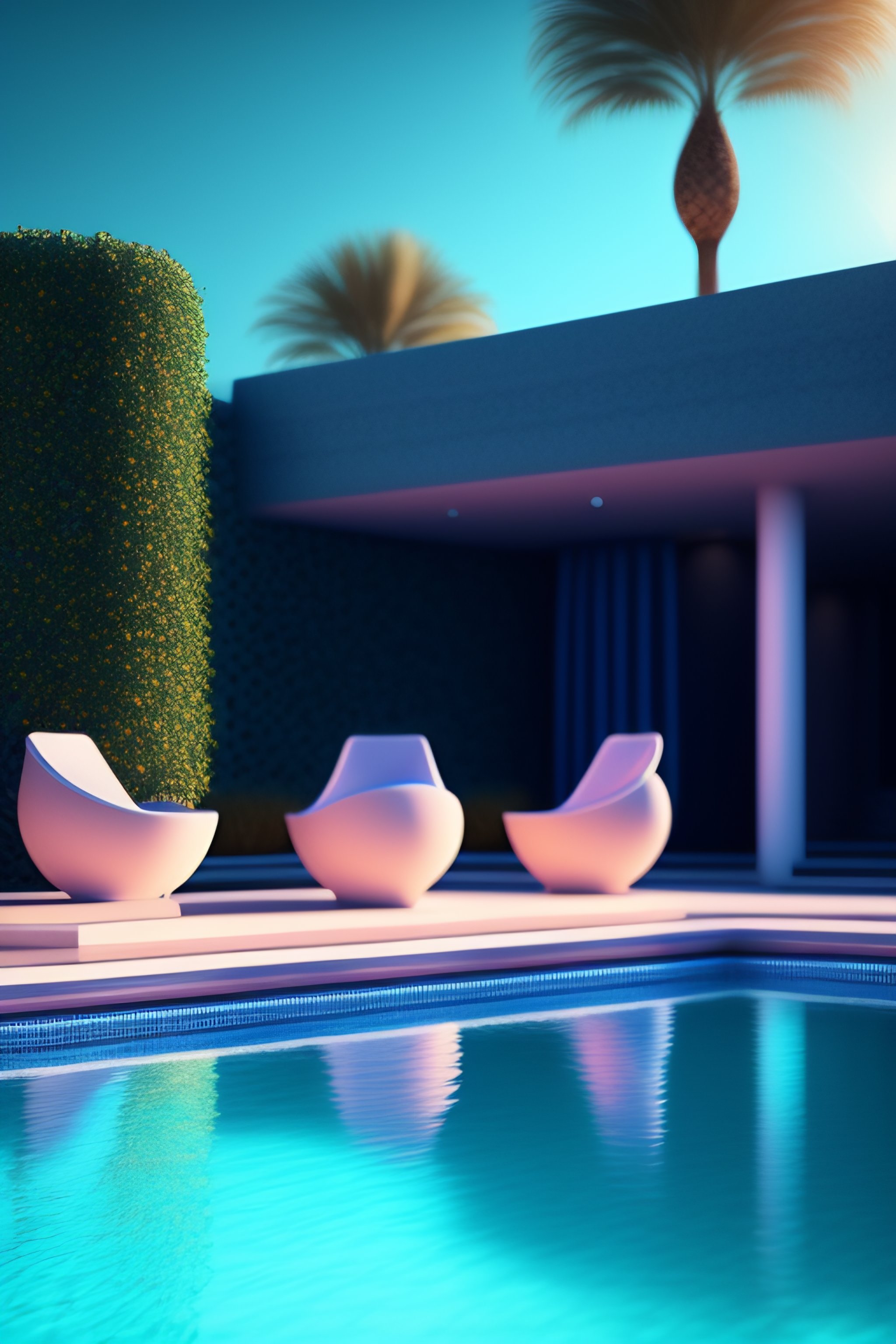 Lexica - Swimming pool, with five women, wearing colorful bikinis ...