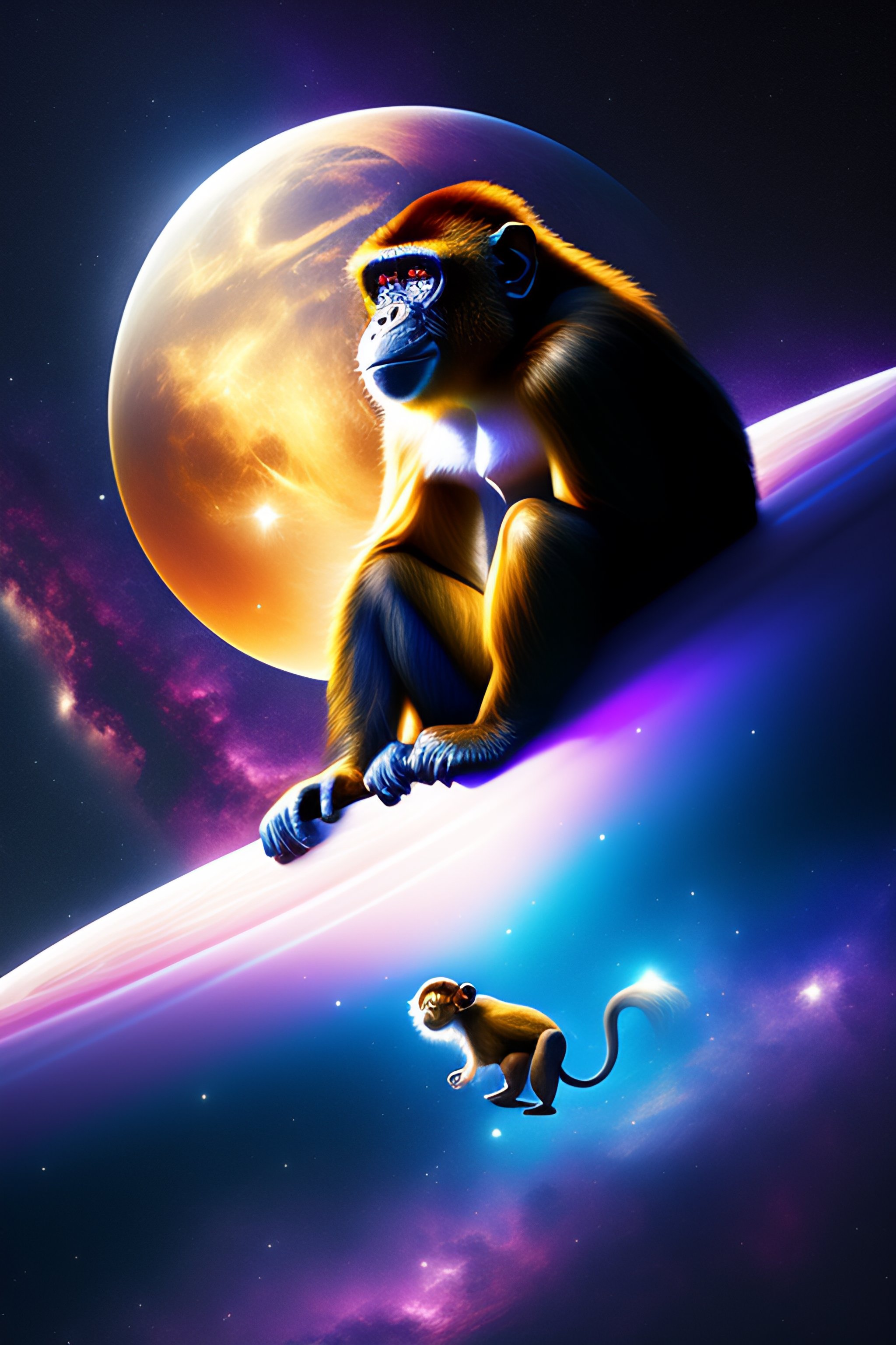 Lexica - A monkey in the space in a dream univers