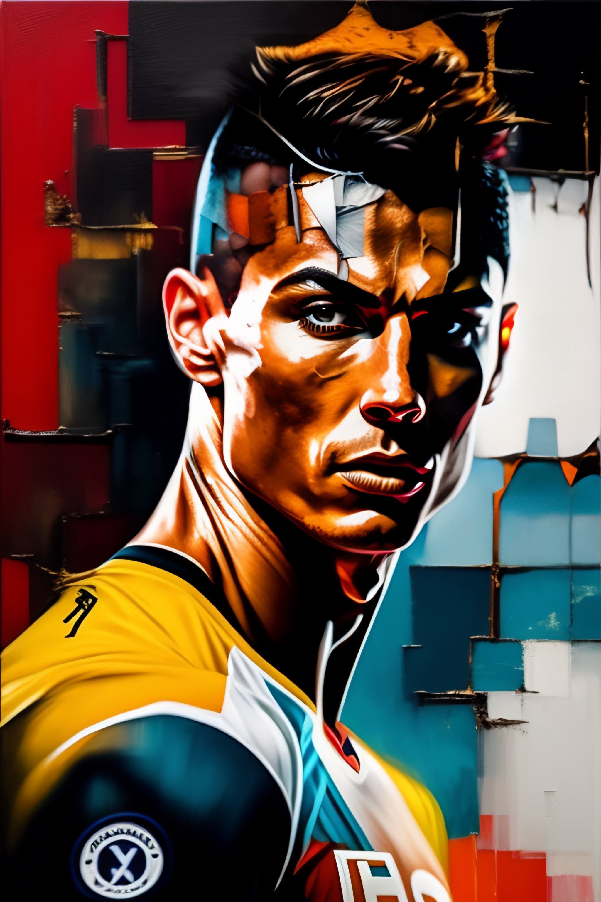 Lexica - Cristiano Ronaldo fight detailed analogue mixed media collage ...