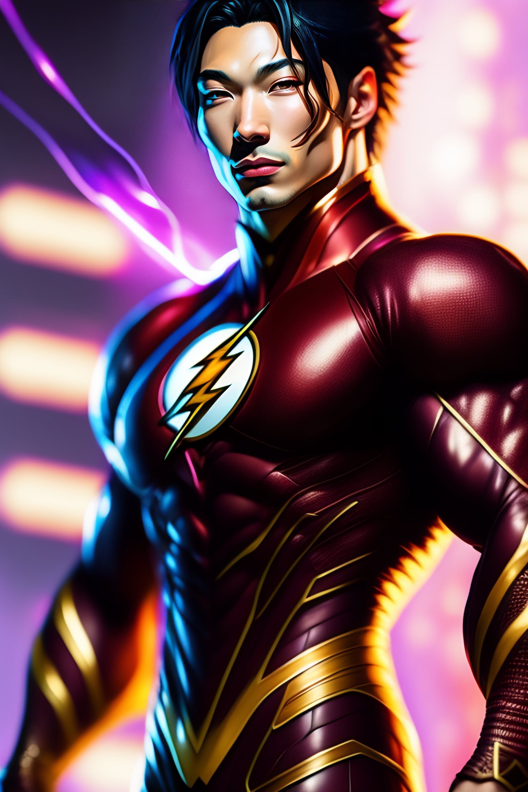 Lexica - Full body potrait of ezra miller as super muscular flash anime ...